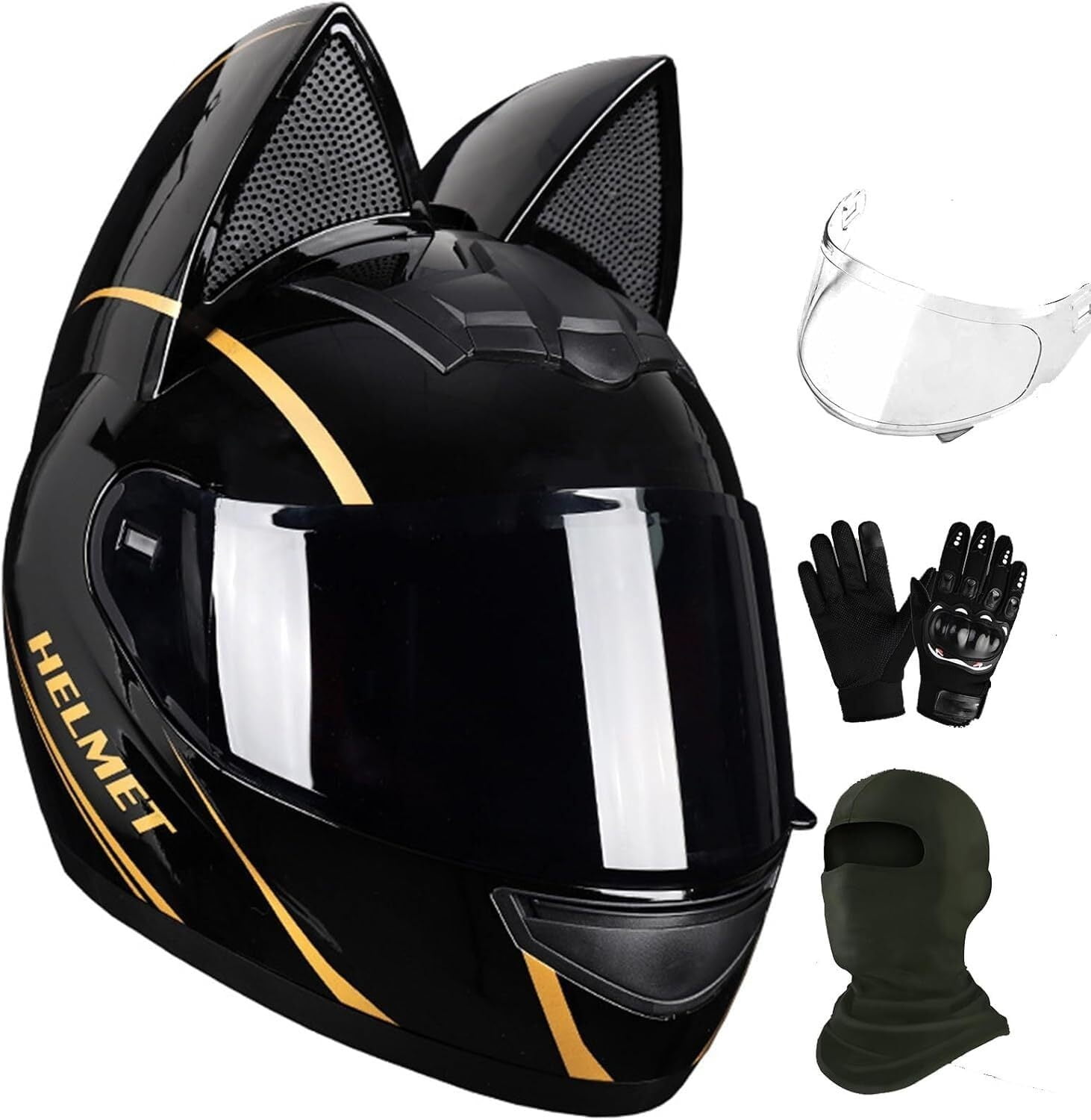 WANGQIANG Cat Ears Street Full Face Motorcycle Helmet, Personalized ...