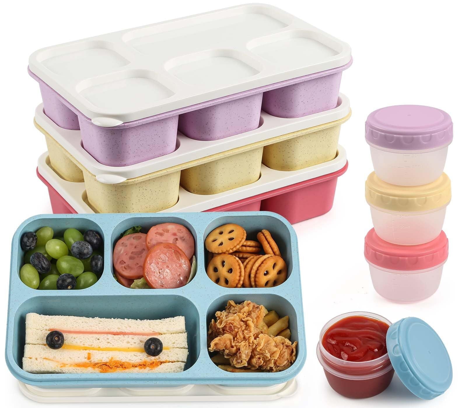 WANGQIANG Large Bento Lunch Boxes for Adults & Kids - 5 Compartment ...
