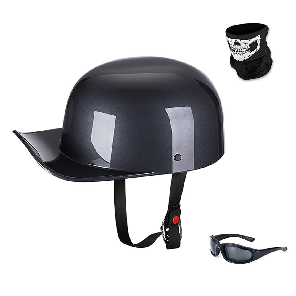 WANGQIANG Vintage Open Face Motorcycle Helmet Retro Baseball Cap Half ...