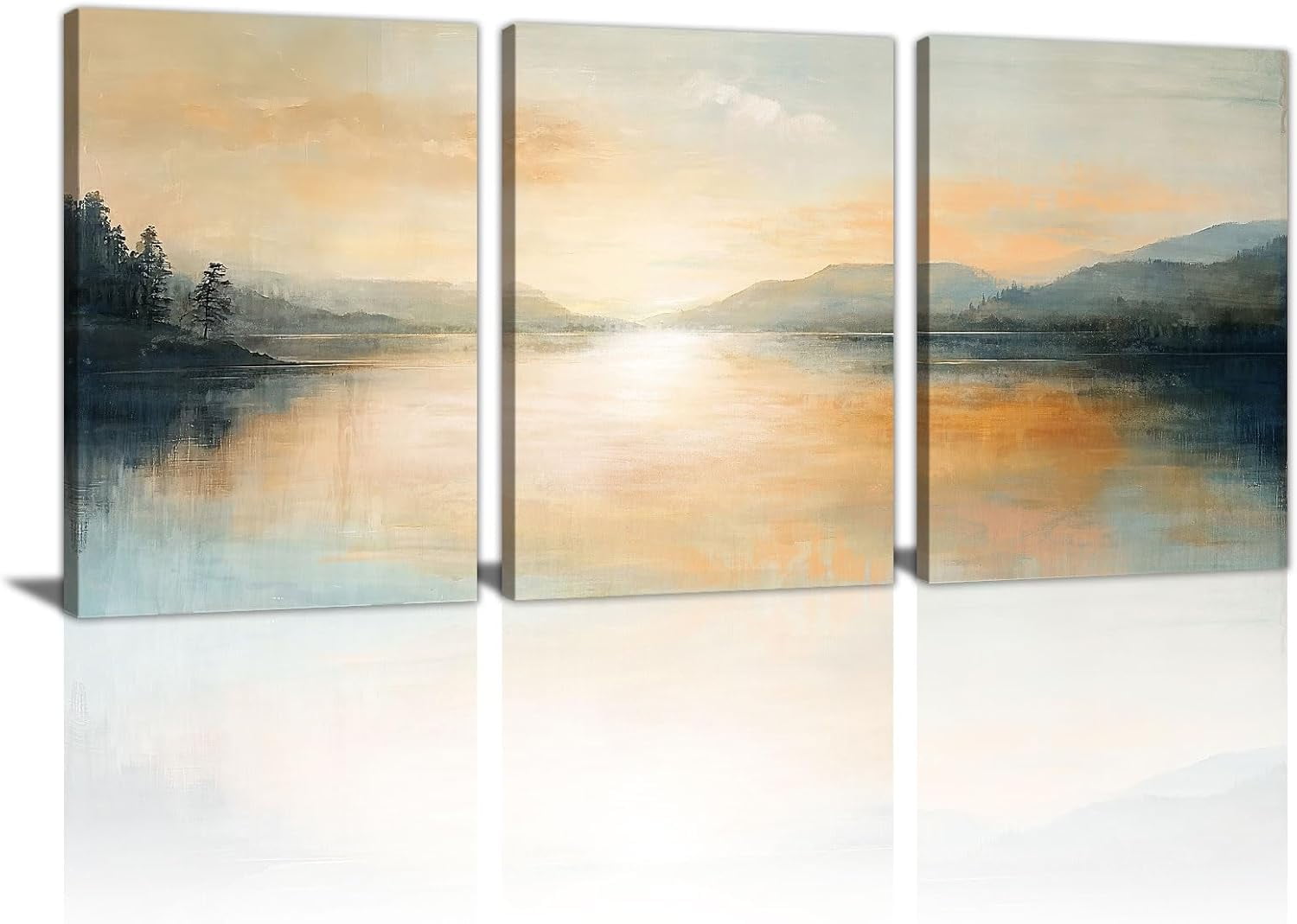 WANGTIAO 3 Panels Framed Canvas Wall Art for Living Room, Abstract ...