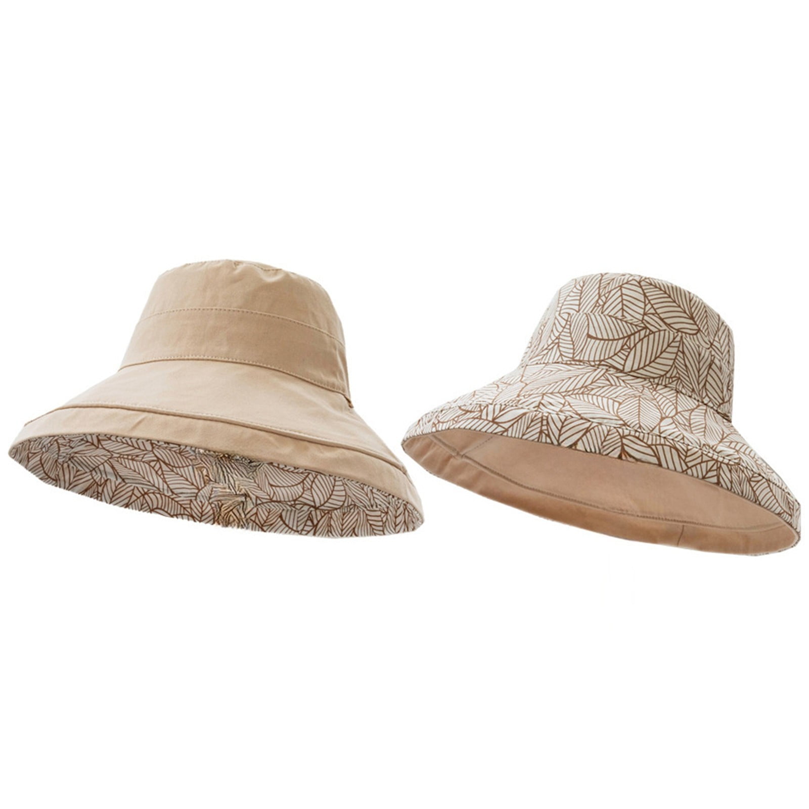 WANGWEIOP Sun Hats For Women Reversible Solid Leaf Print Packable Sun ...