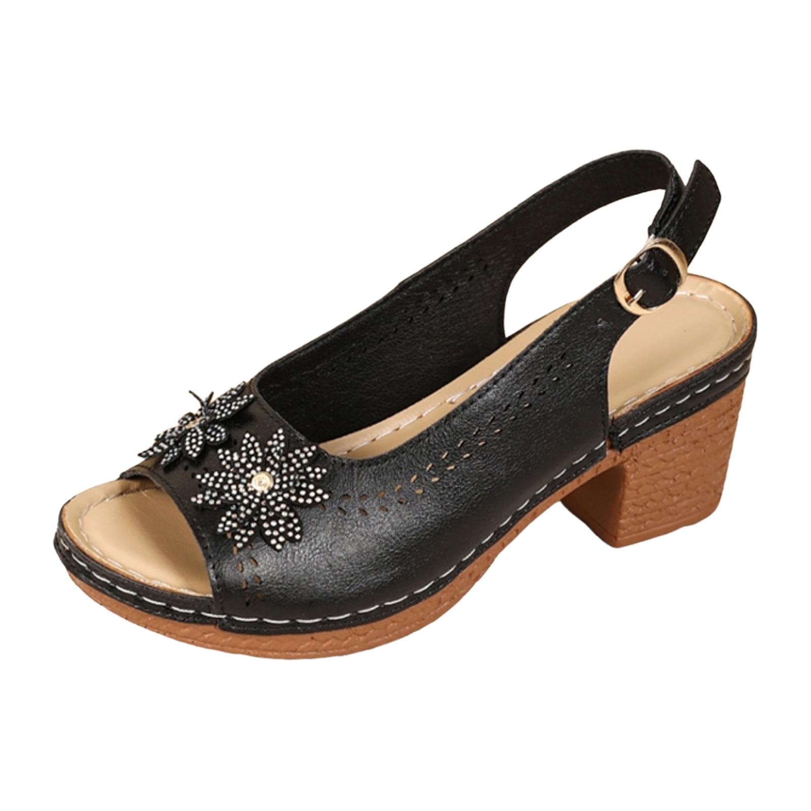 WANGWEIOP Women'S Sandals Wedge Platform Shoes with Peep Toe Solid ...