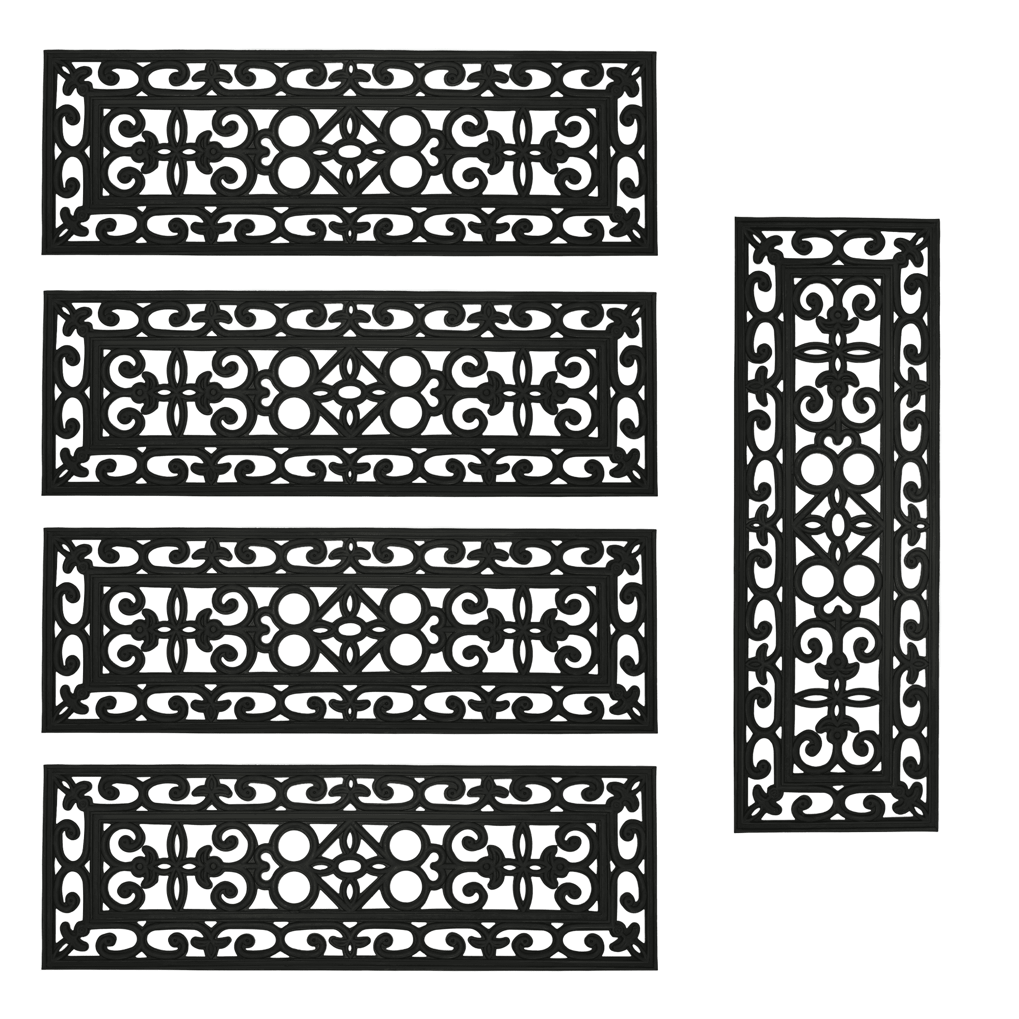 WANLISELL 10'' x 30'' Rubber Stair Treads, 5 pack Non-Slip Rubber Step ...
