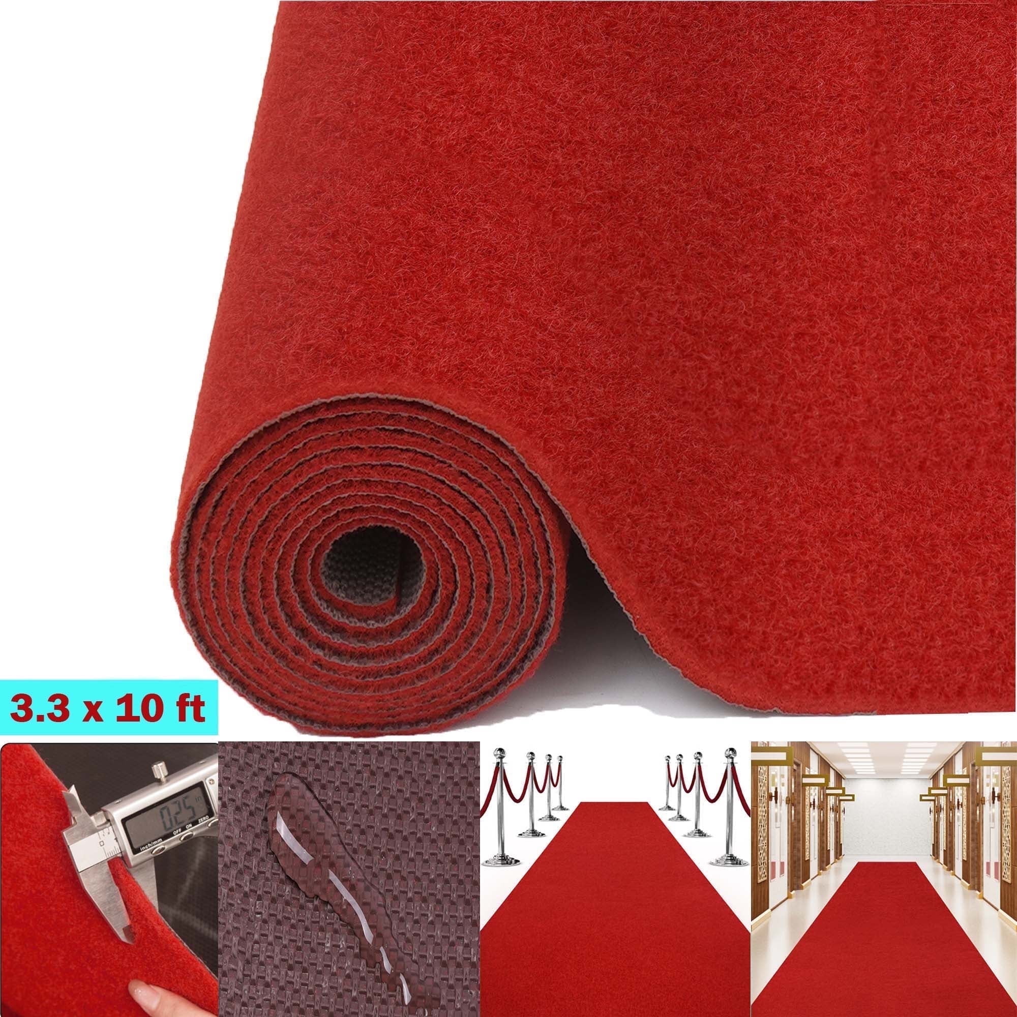 WANLISELL 3.3 x 10 ft Red Carpet Runner, Extra Thick Red Runway Rug ...
