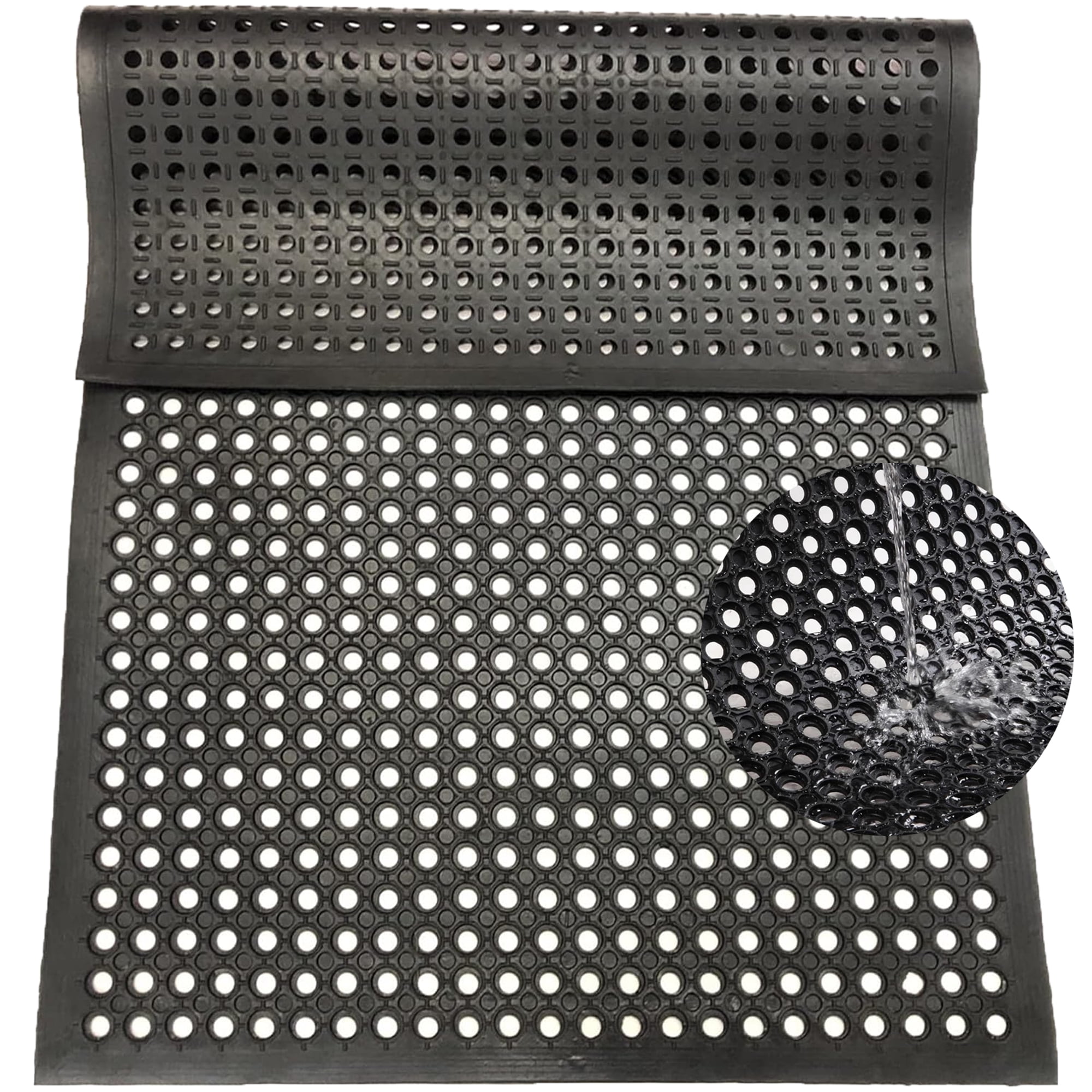 WANLISELL Rubber Drainage Mat, 60'' x 36'' Non-Slip Doormat Indoor ...