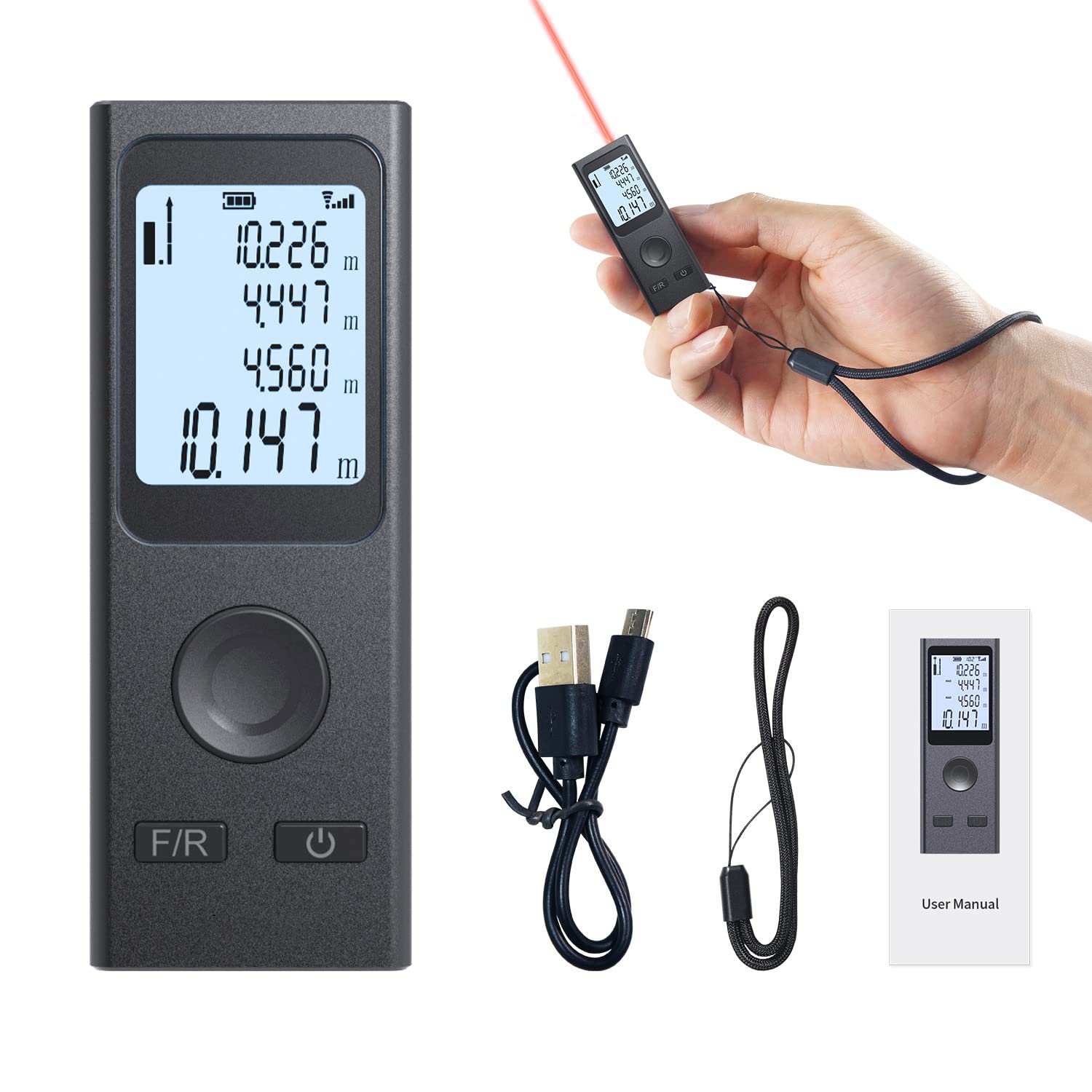 WANLUTECH Laser Measure,Mini Laser Distance Meter 131Ft USB Charging ...