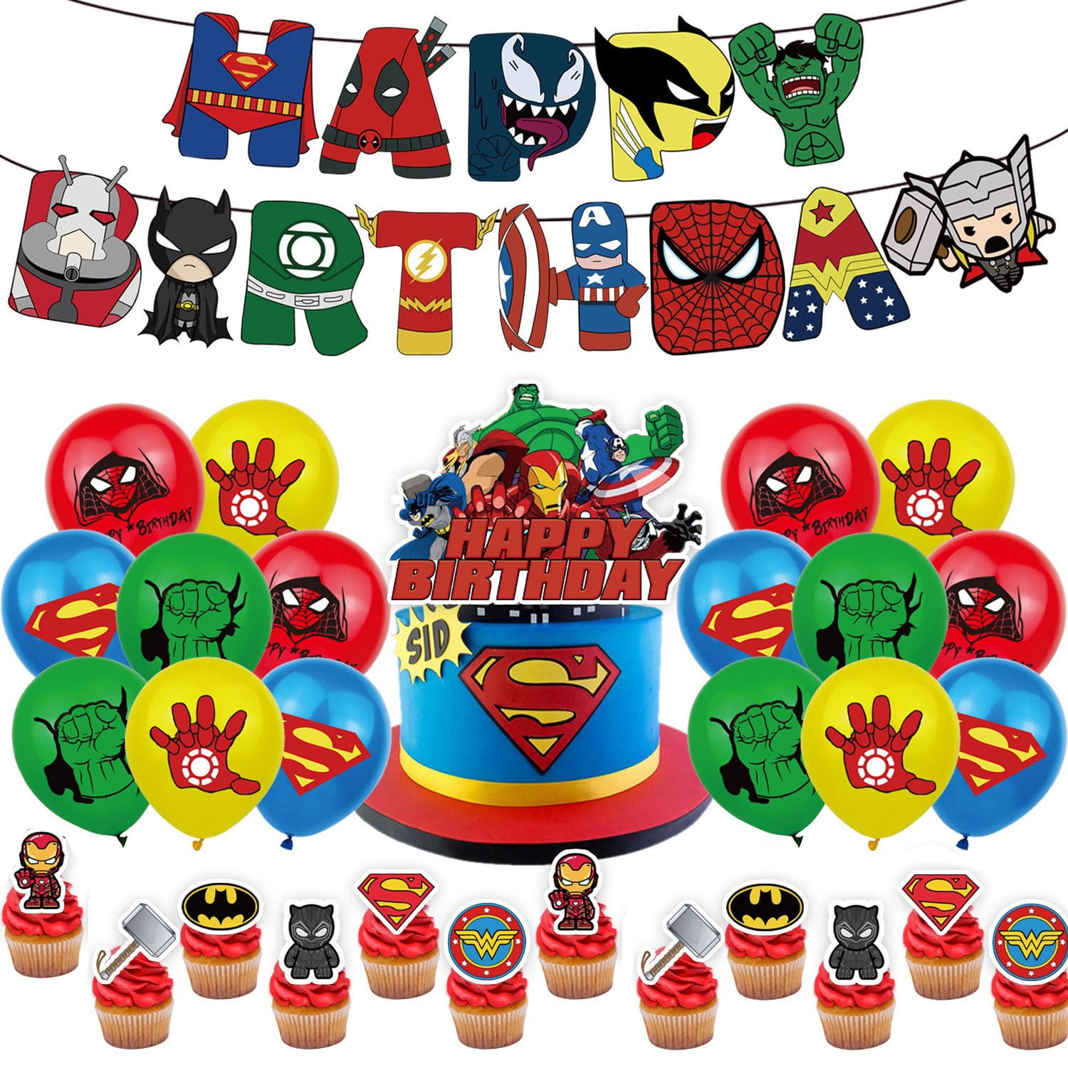 WANNGWEE Avengers Birthday Party Supplies, Cartoons Theme Party ...