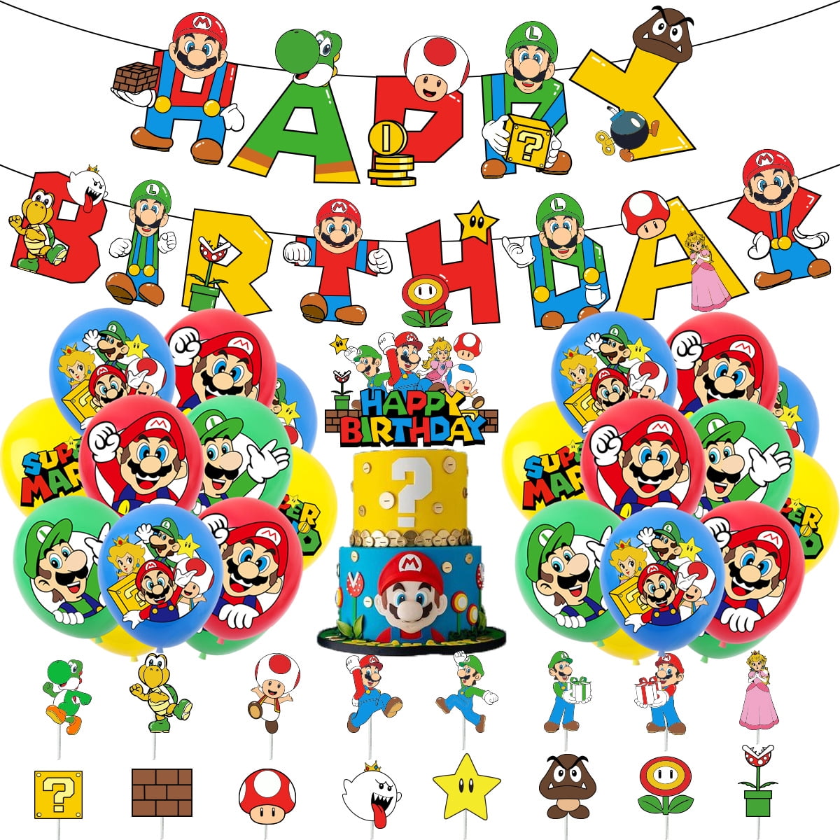 WANNGWEE Cartoon Mario Birthday Party Supplies, Cartoons Theme Party ...