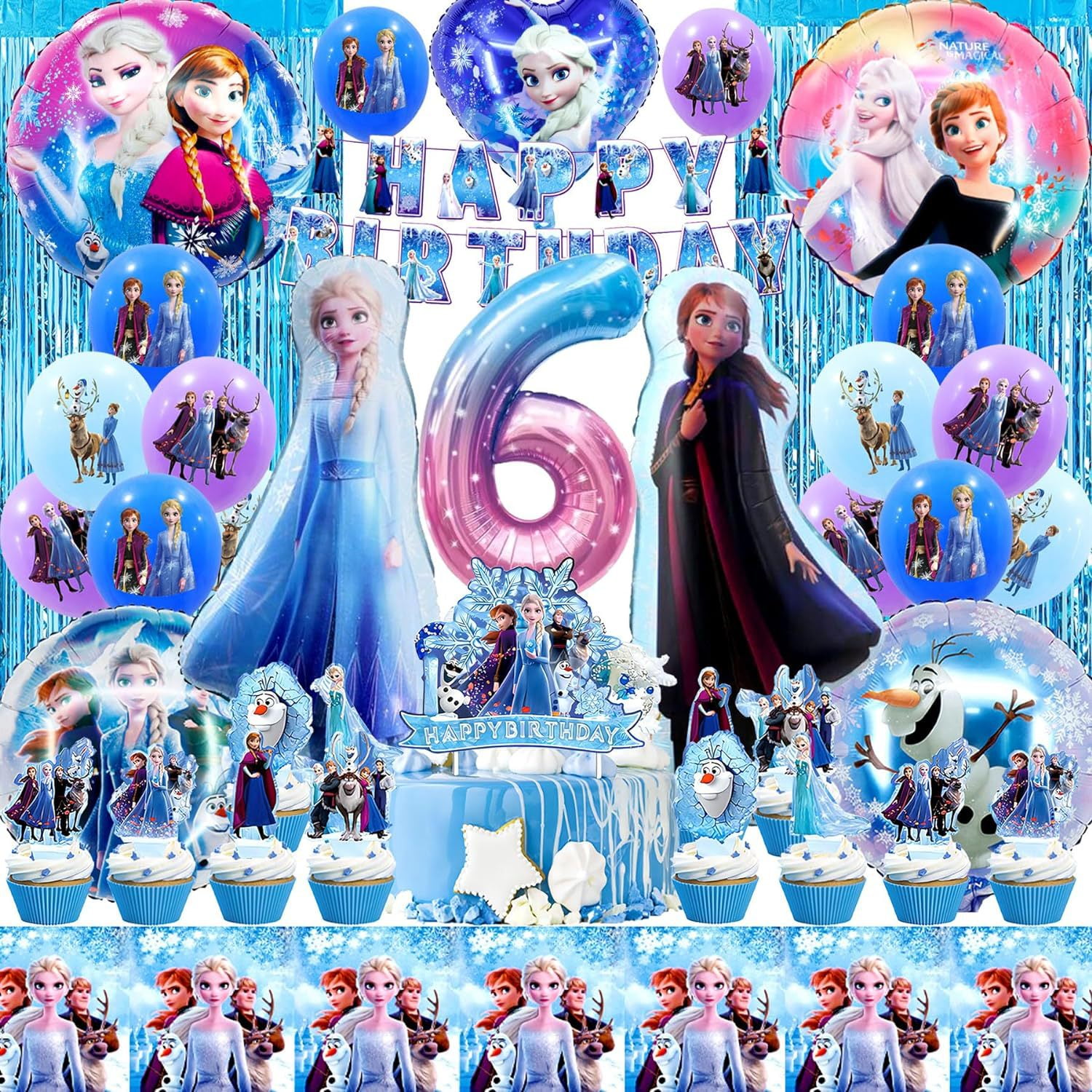 WANNGWEE Frozen Birthday Party Supplies, Cartoons Theme Party ...