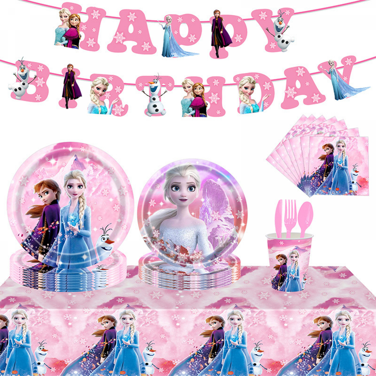 WANNGWEE Frozen Birthday Party Supplies, Cartoons Theme Party ...