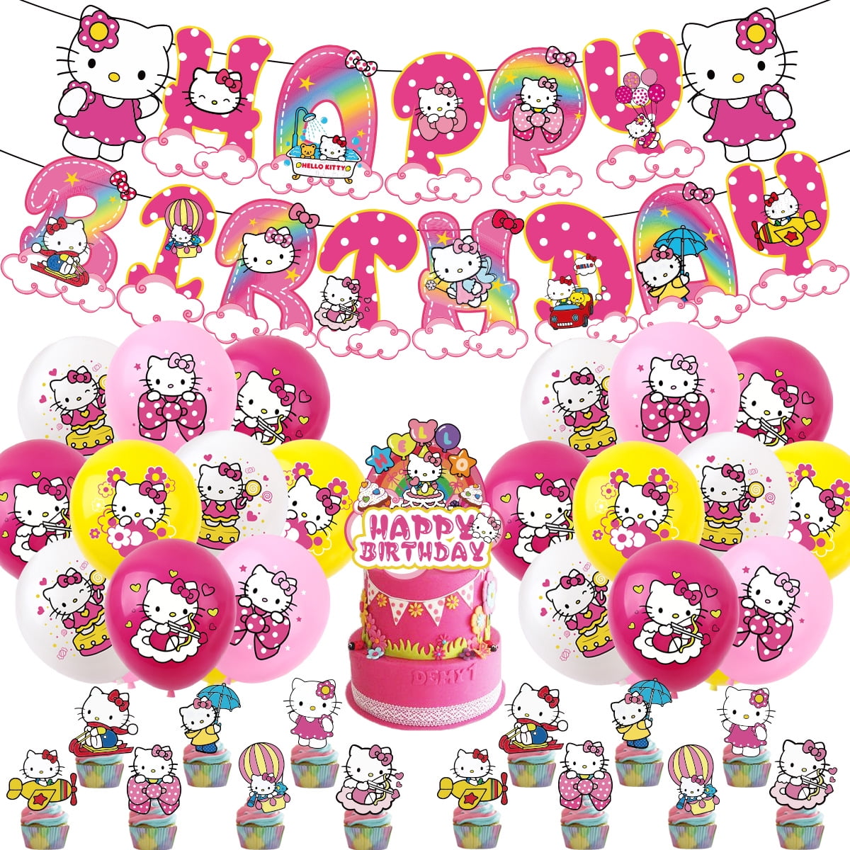 WANNGWEE Hello Kitty Birthday Party Supplies, Cartoons Theme Party ...