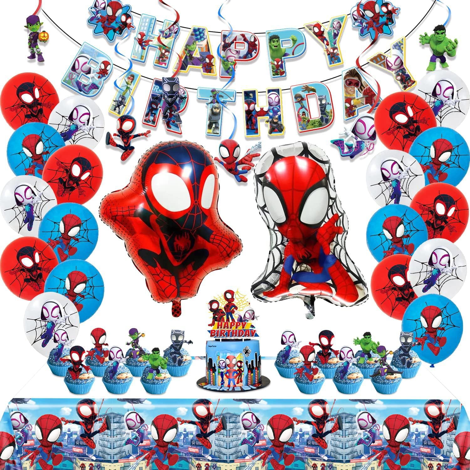 WANNGWEE Spider-Man Birthday Party Supplies, Cartoons Theme Party ...