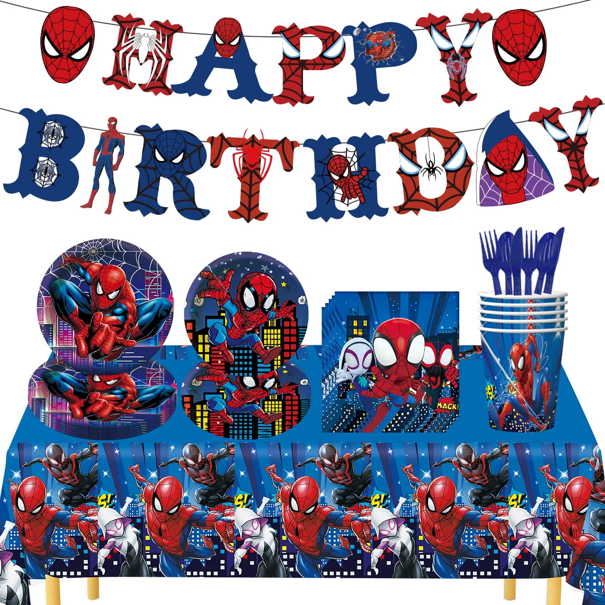 ZHZIYAG Spiderman Birthday Party Supplies, Cartoons Theme Party ...