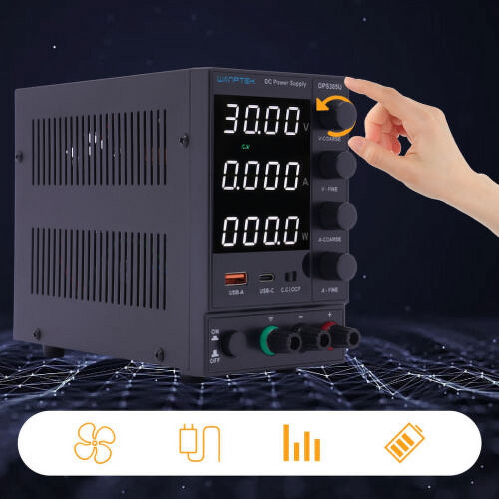 WANPTEK DPS305U Switching DC Power Supply 4 Digits Display LED 0-30V 0-5A 110V] - Walmart.com