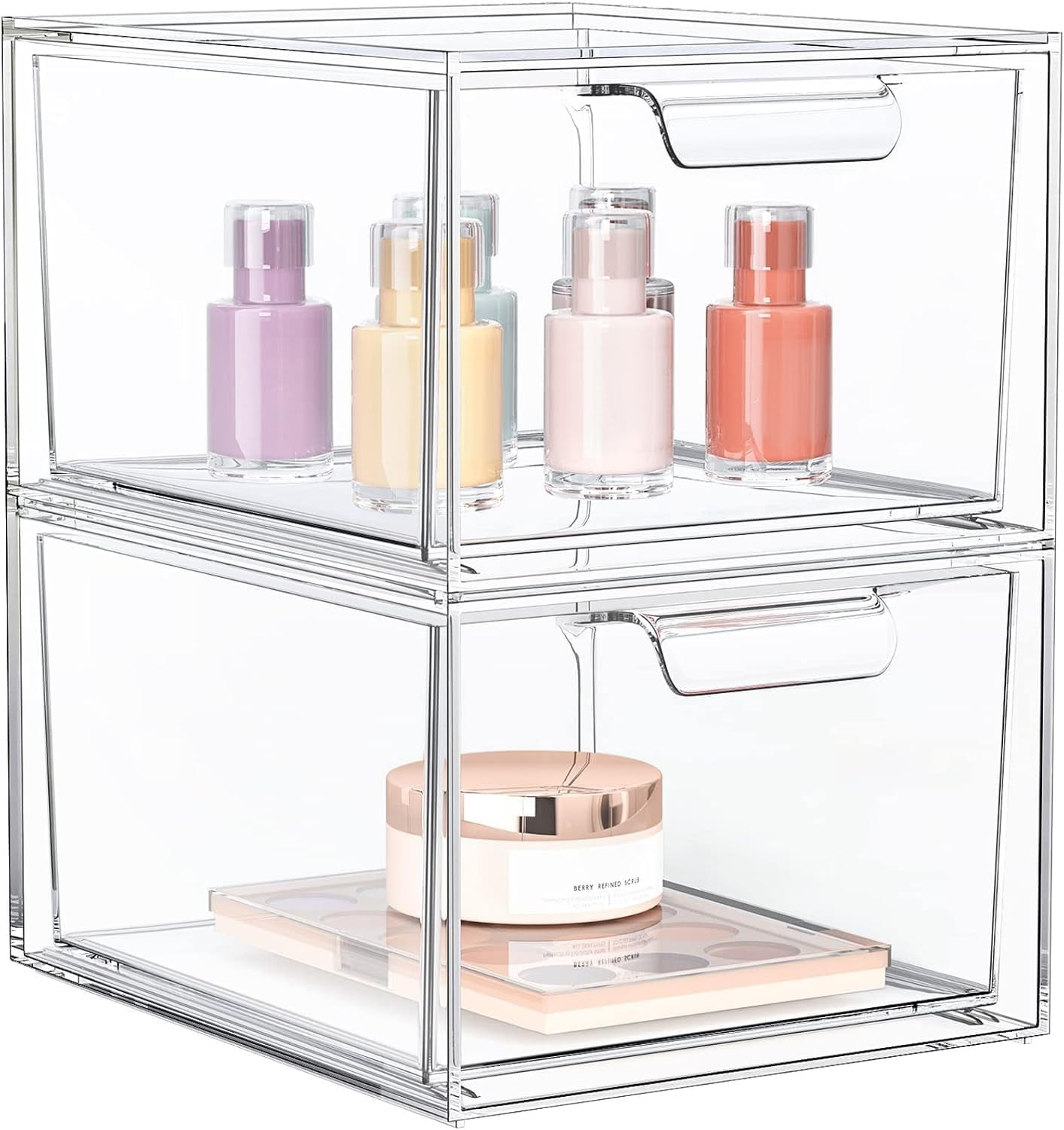 WANSHUN 2 Pack Stackable Makeup Organizer and Storage, Acrylic ...