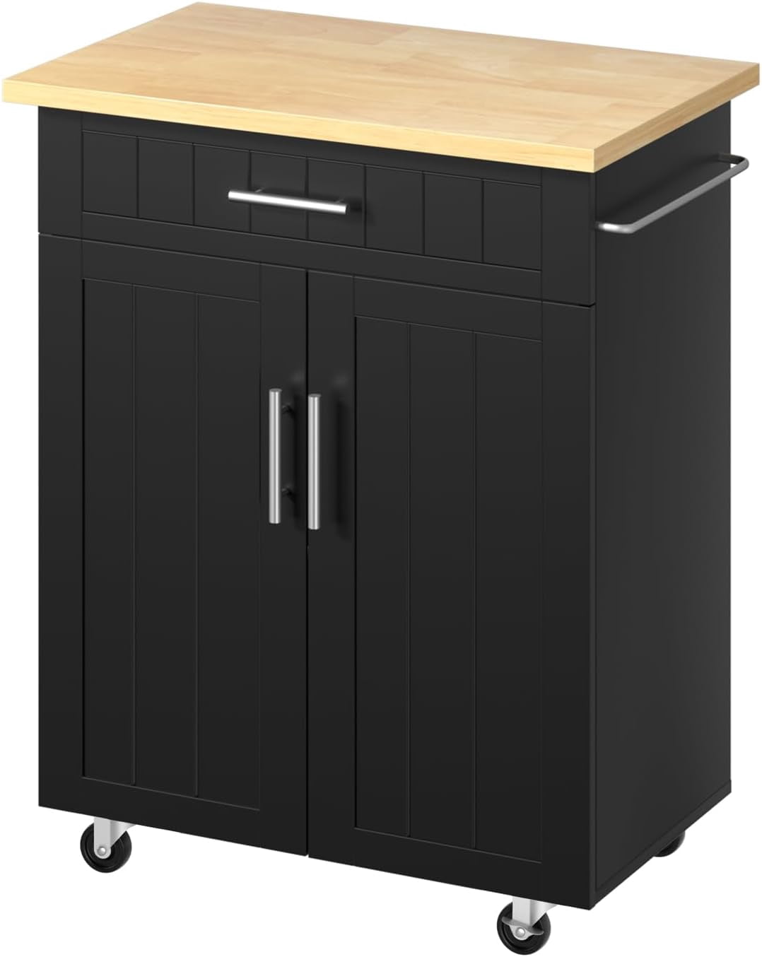 WANSHUN 26" Black Kitchen Island Cart with Storage Cabinet - Walmart.com