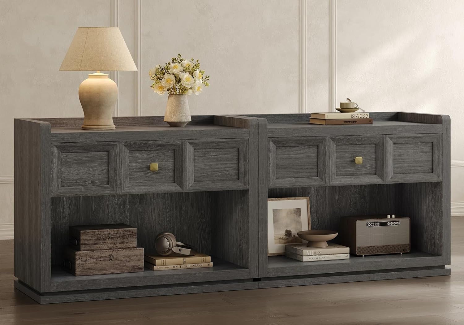 WANSHUN 31" Wide Nightstands Set of 2, Large Night Stands with Drawer ...