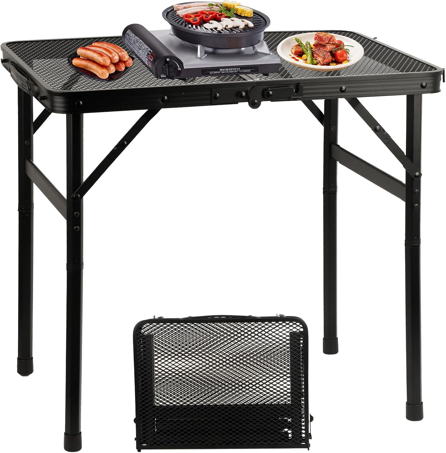 WANSHUN 3x2 FT Portable Medium Folding Grill Table with Mesh Desktop ...
