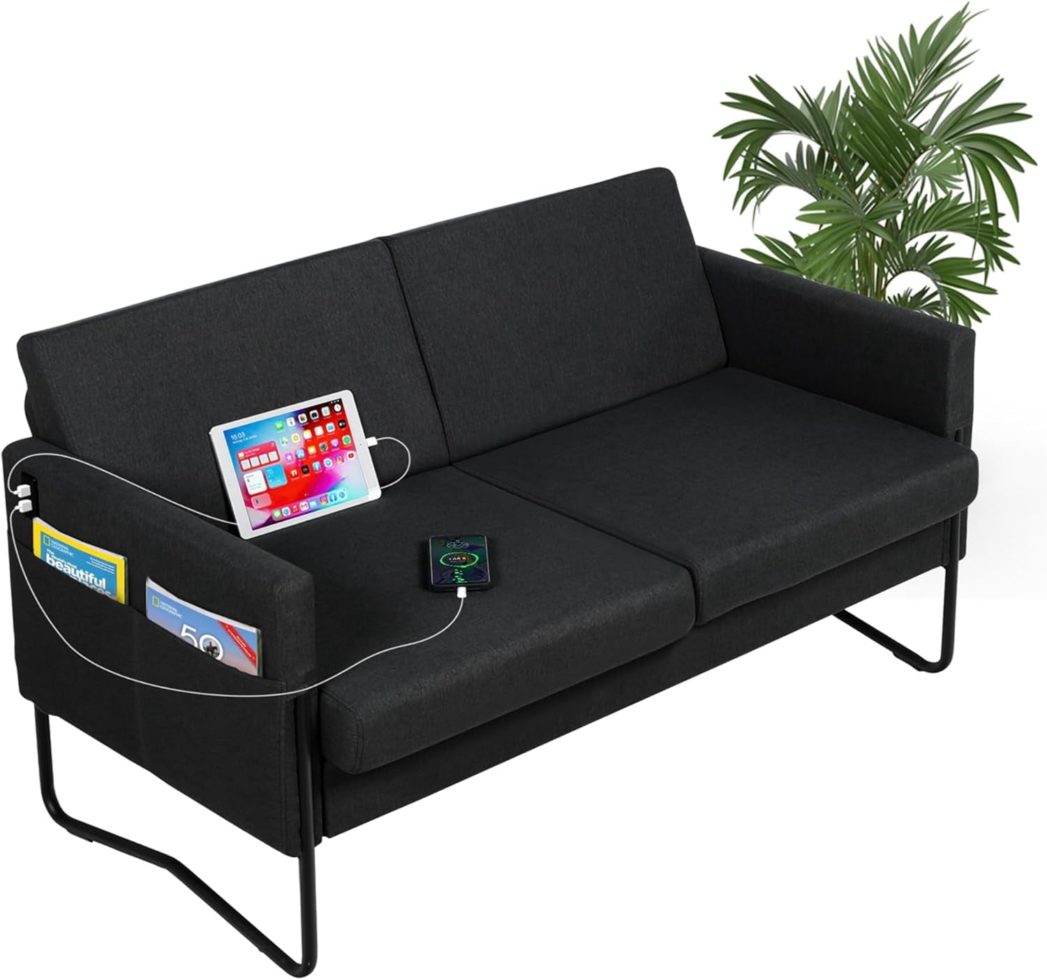WANSHUN 51\u201d Small Loveseat Sofa for Small Spaces, Comfy Black ...