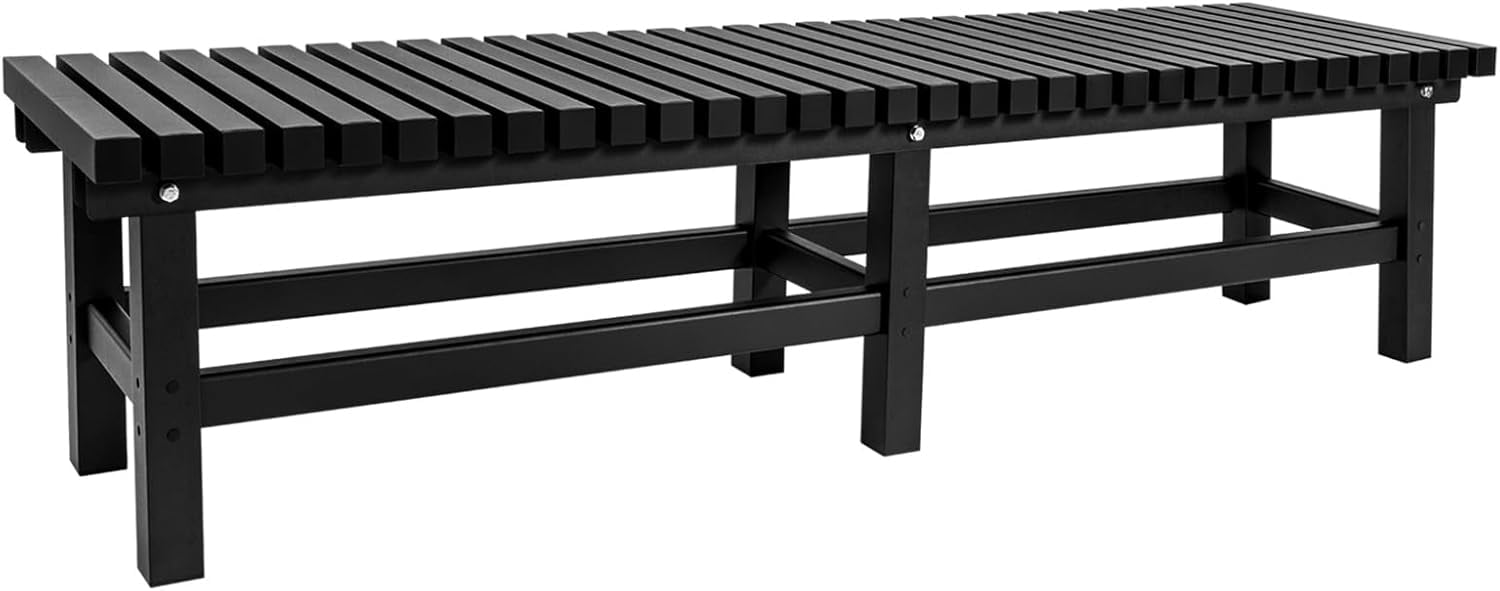 WANSHUN 70 Inches Aluminum Outdoor Weatherproof Bench Backless, 550 LBS ...