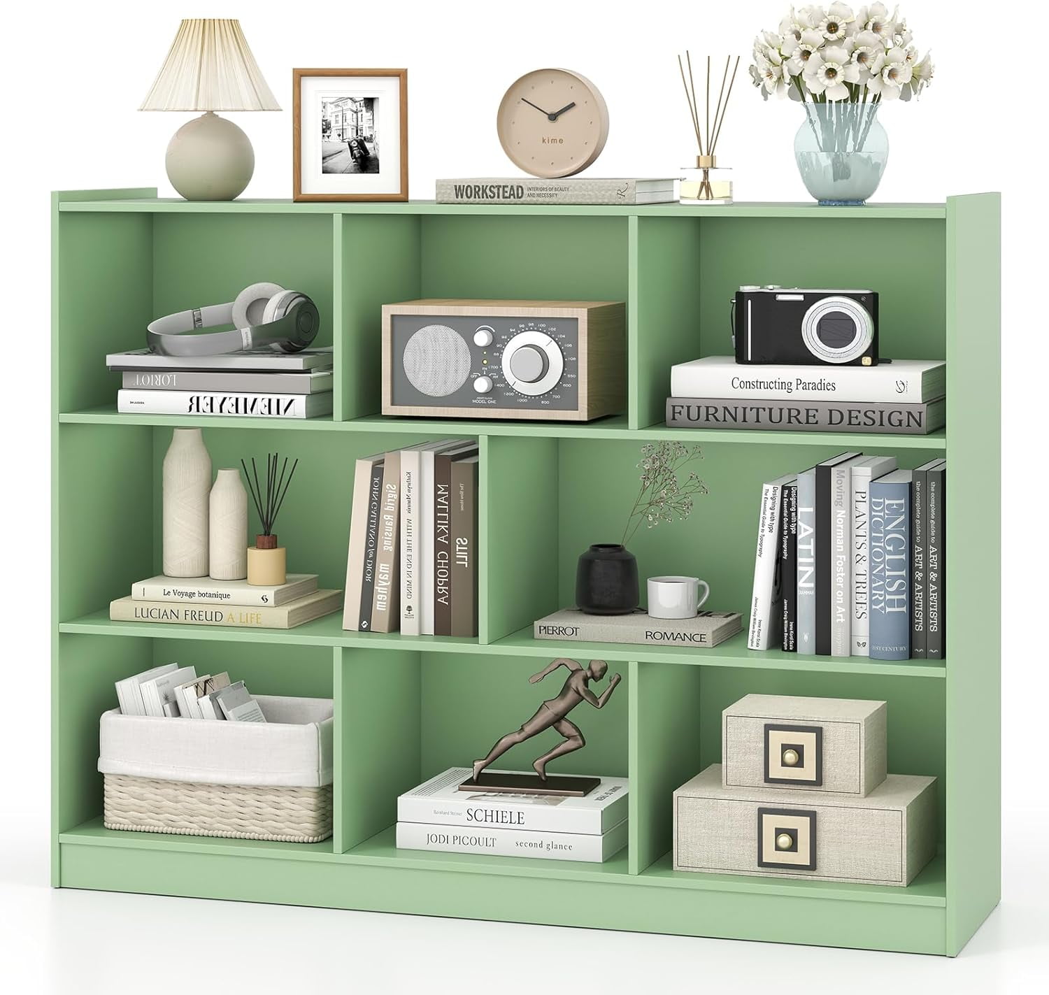 WANSHUN 8-Cube Bookcase, Wood 3 Tier Open Storage Bookshelf, Modern ...