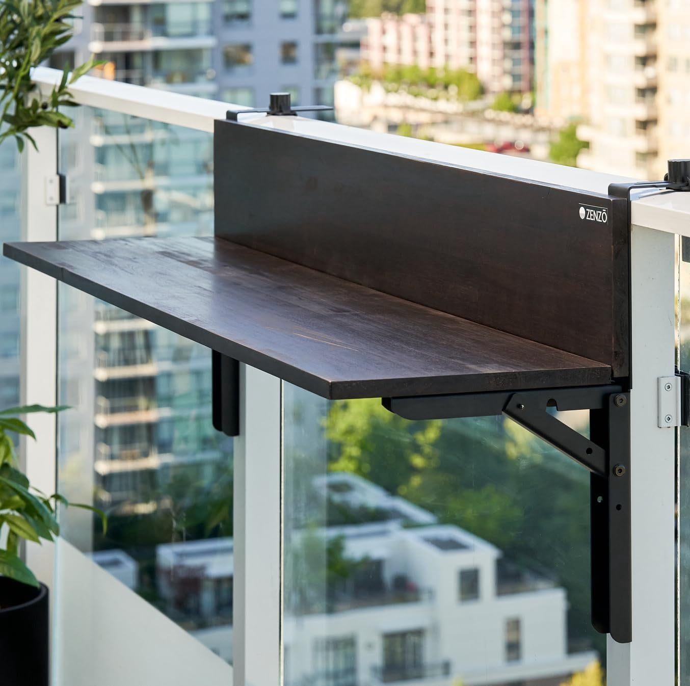 WANSHUN Balcony Bar Table for Railings, Outdoor Balcony Folding Table ...