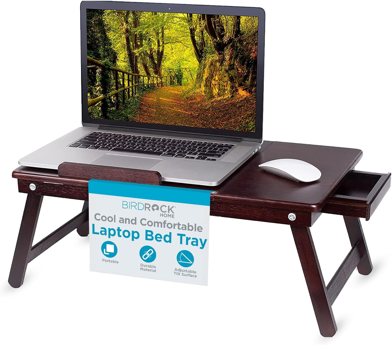 WANSHUN Bamboo Laptop Bed Tray with Adjustable Tilt Surface | Foldable ...