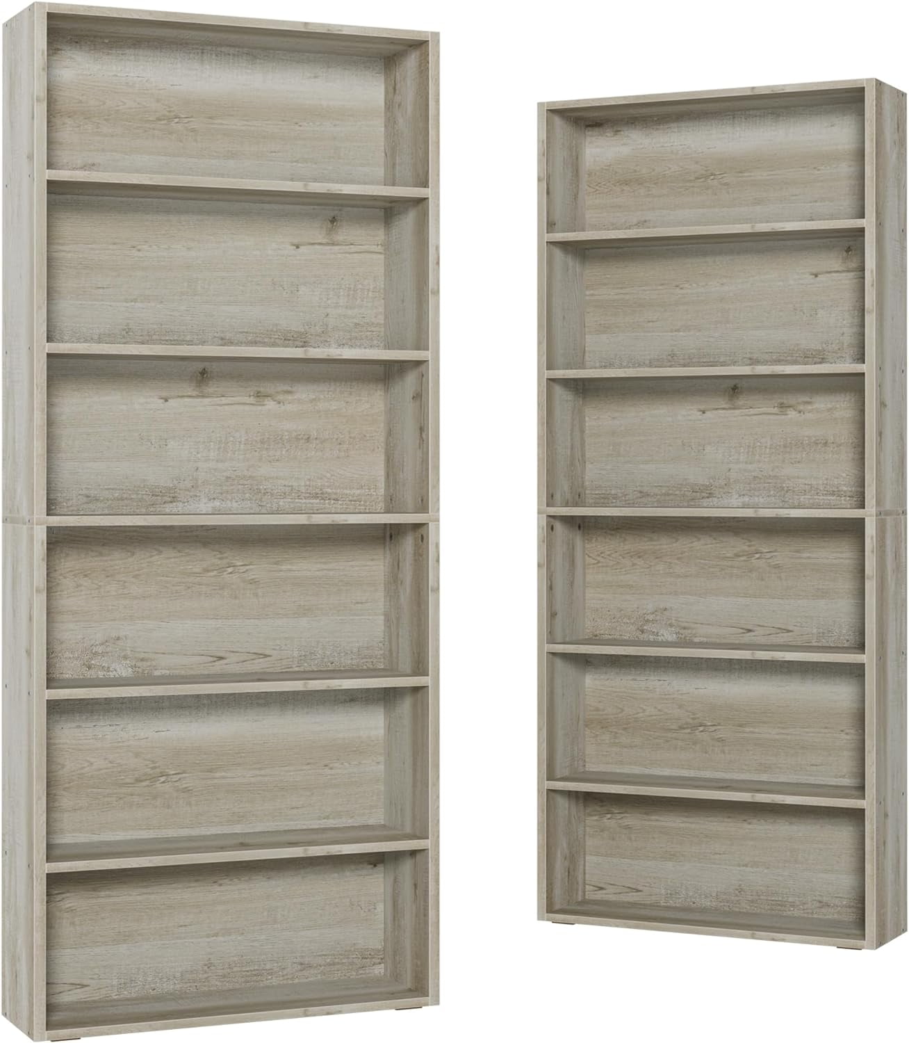 WANSHUN Bookshelves and Bookcases Set of 2 Floor Standing 6 Tiers ...