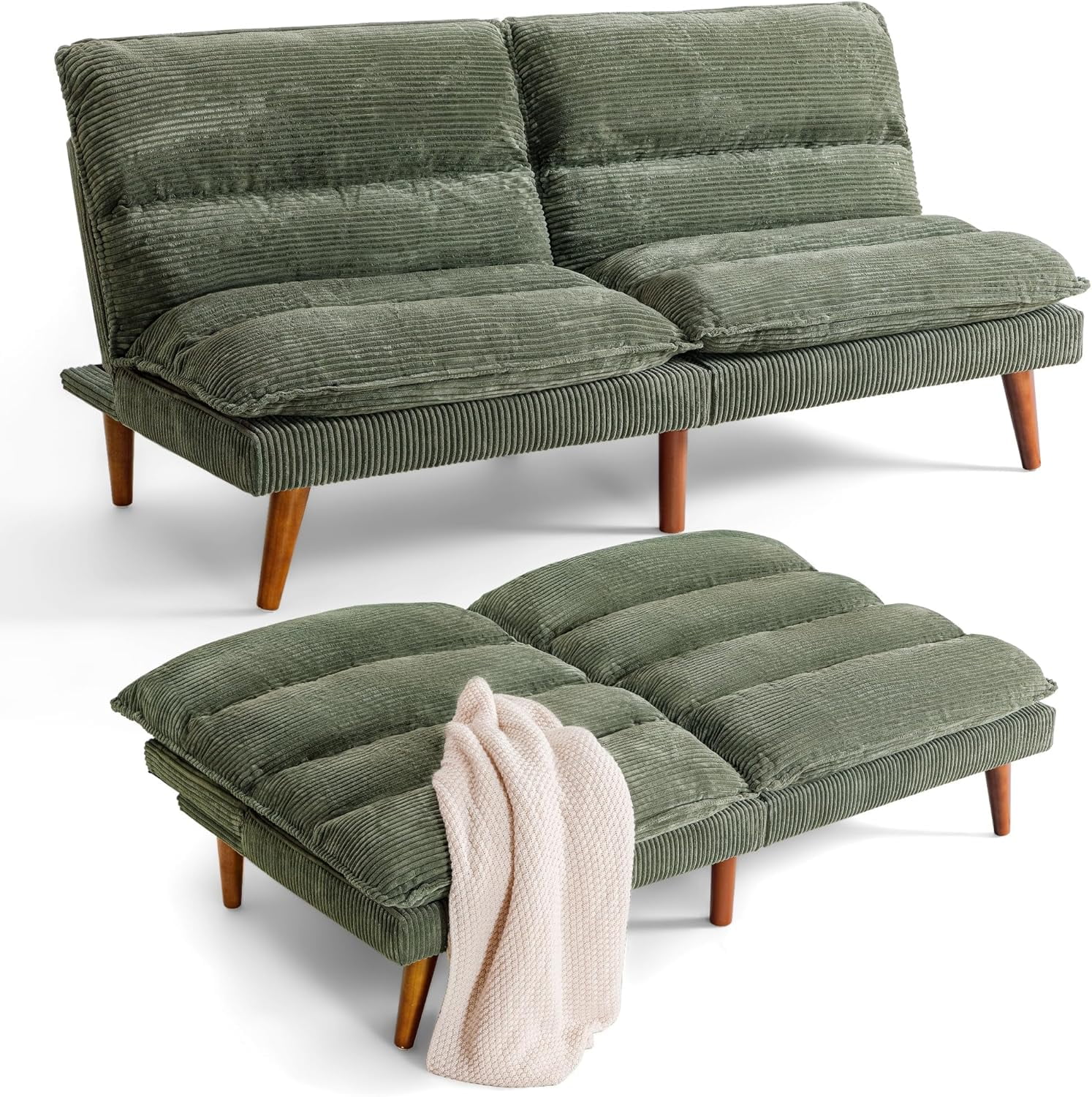 WANSHUN Convertible Futon Sofa Bed Futon Couch with Adjustable Back ...