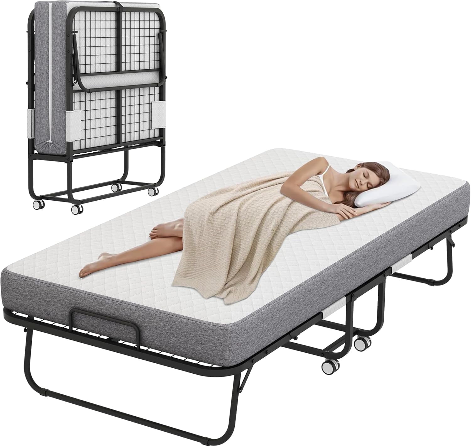 WANSHUN Cot Size Folding Bed with Mattress for Adult - 75''x31 ...