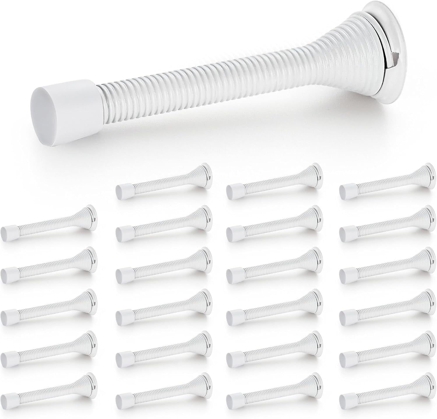 WANSHUN Door Stoppers, 24 Pack White Spring Door Stops with Rubber ...