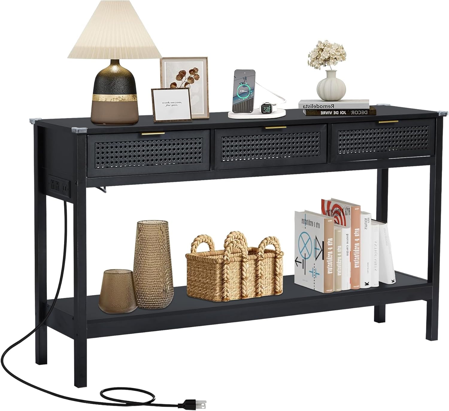 WANSHUN Entryway Table with Storage, Narrow Console Table with Drawers ...