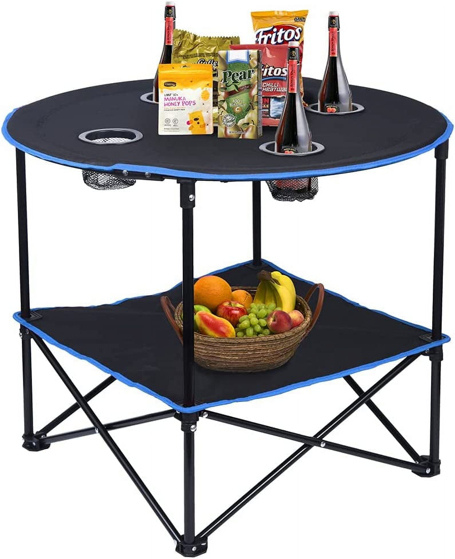 WANSHUN Folding Picnic Table Portable Outdoor Camping Table with 4 Cup ...