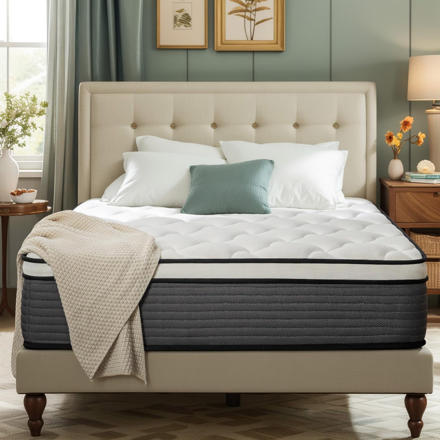 WANSHUN Full Mattress, 10 Inch Pillow Top Hybrid Mattress in a Box ...