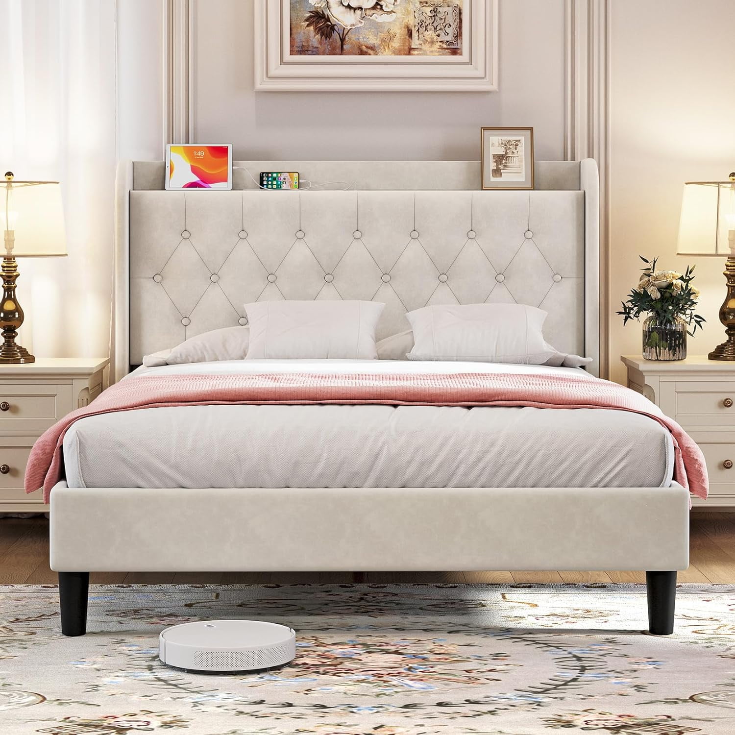 WANSHUN Full Size Bed Frame, Full Bed Frame with Headboard, Adjustable ...