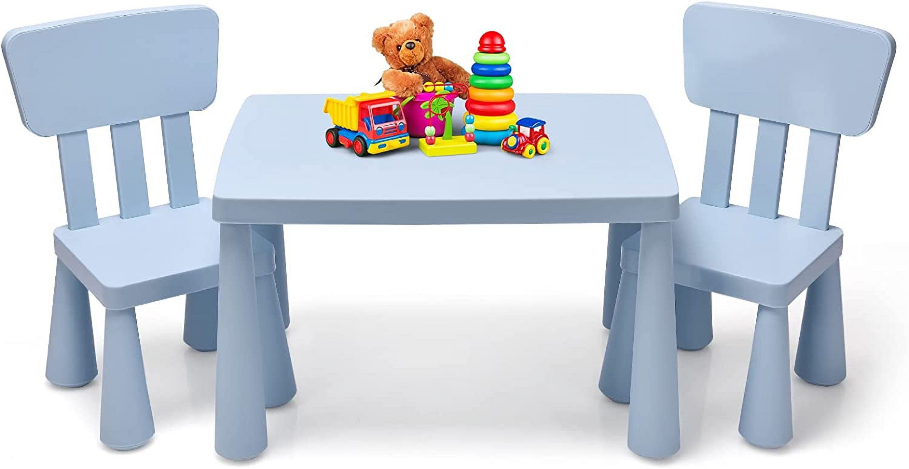 WANSHUN Kids Table and Chair Set, Plastic Children Activity Table and 2 ...