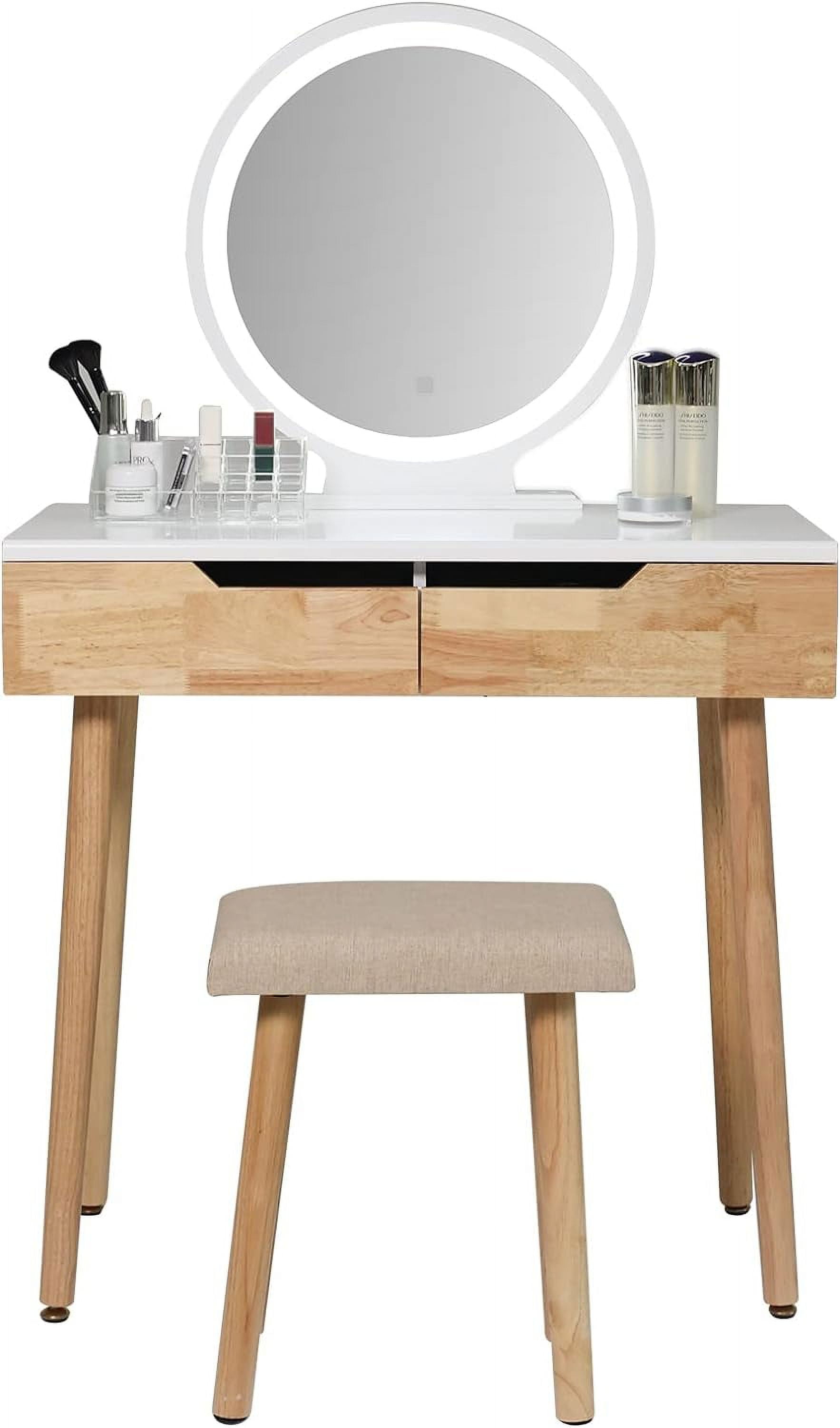 WANSHUN Makeup Vanity Desk with Lights,Small Vanity with Adjustable ...