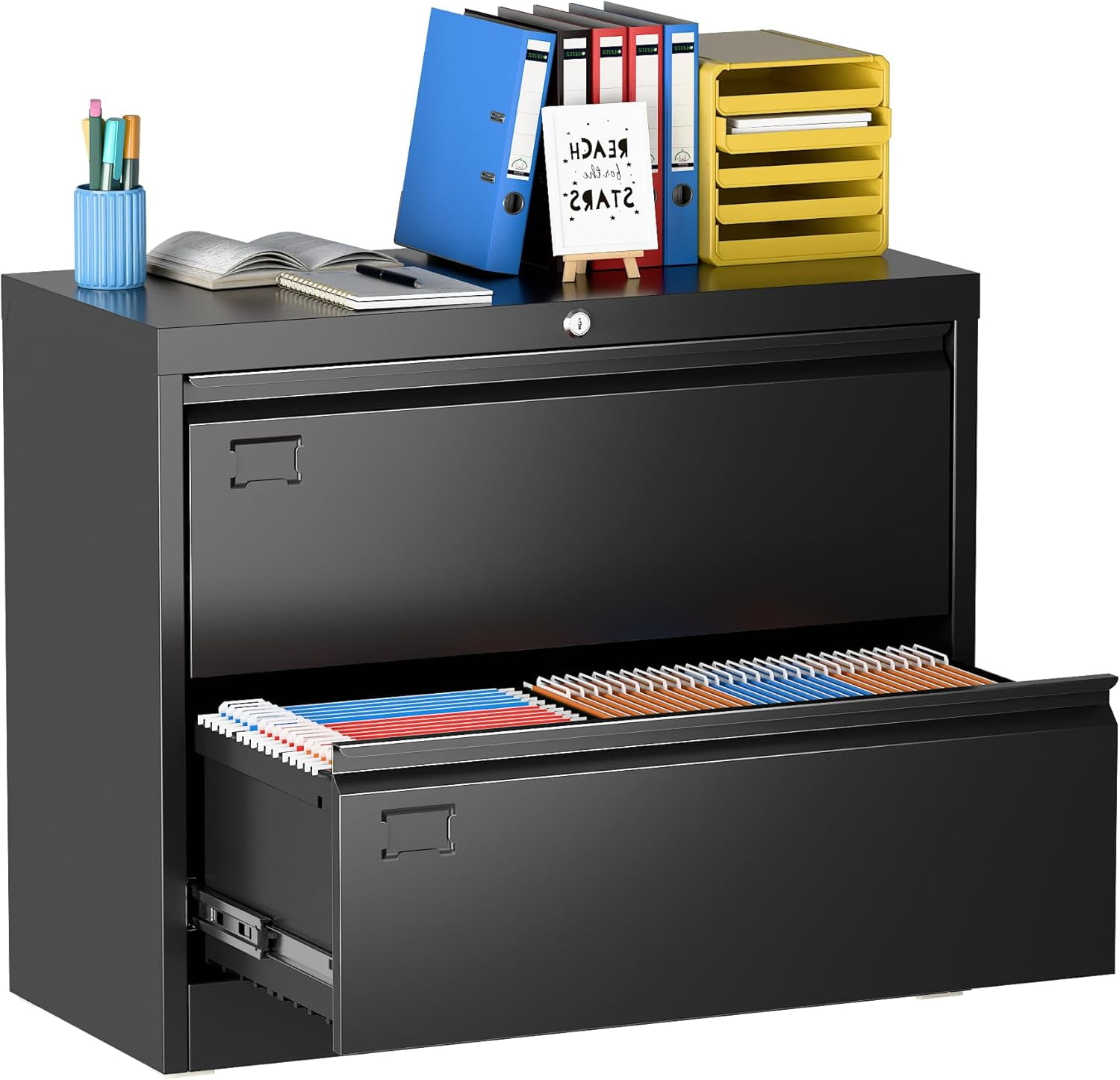 WANSHUN Metal 2 Drawer Lateral File Cabinet with Lock, Large Deep ...
