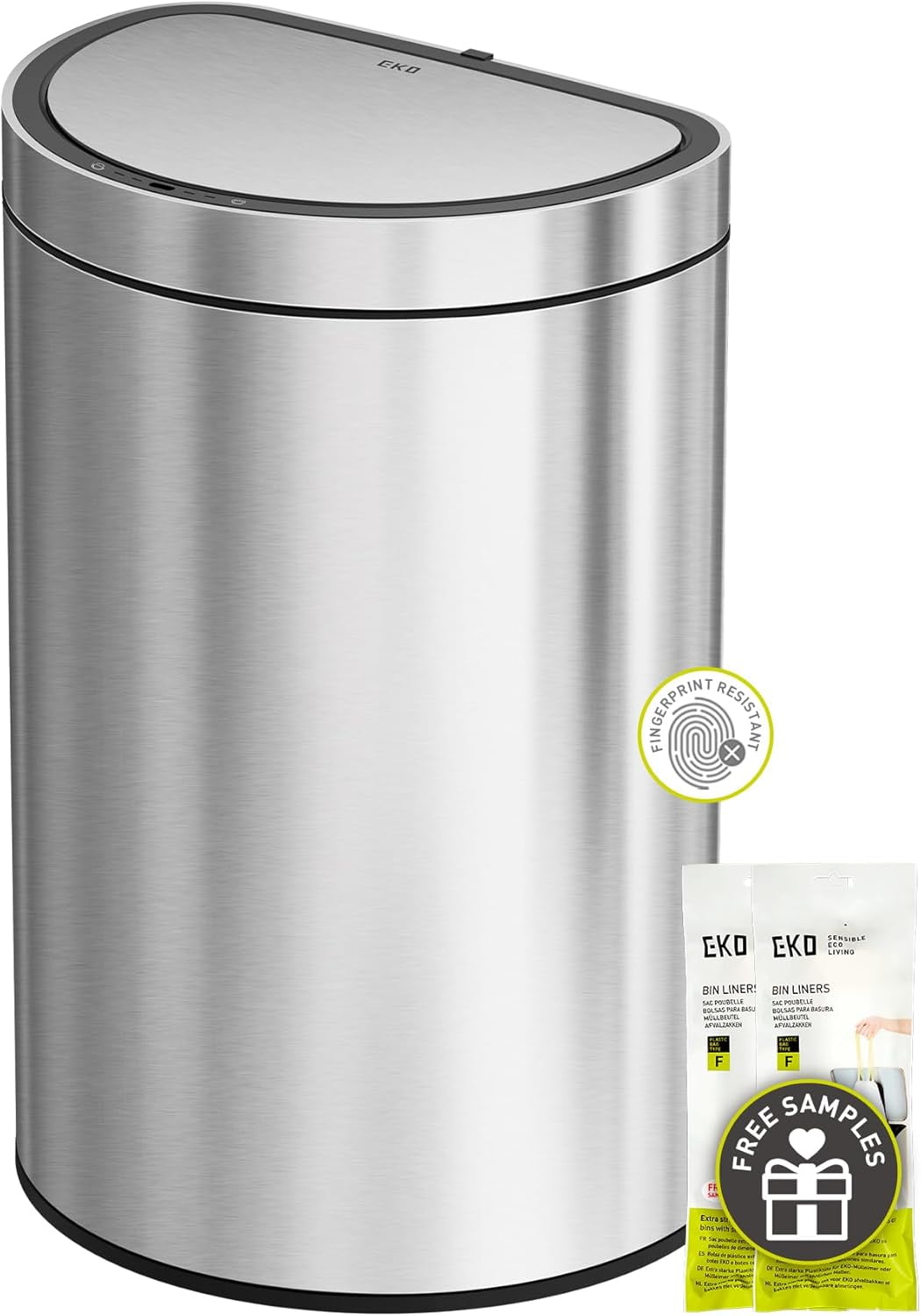 WANSHUN Mirage Semi-Round Motion Sensor Trash Can, 47 Liter / 12.4 ...