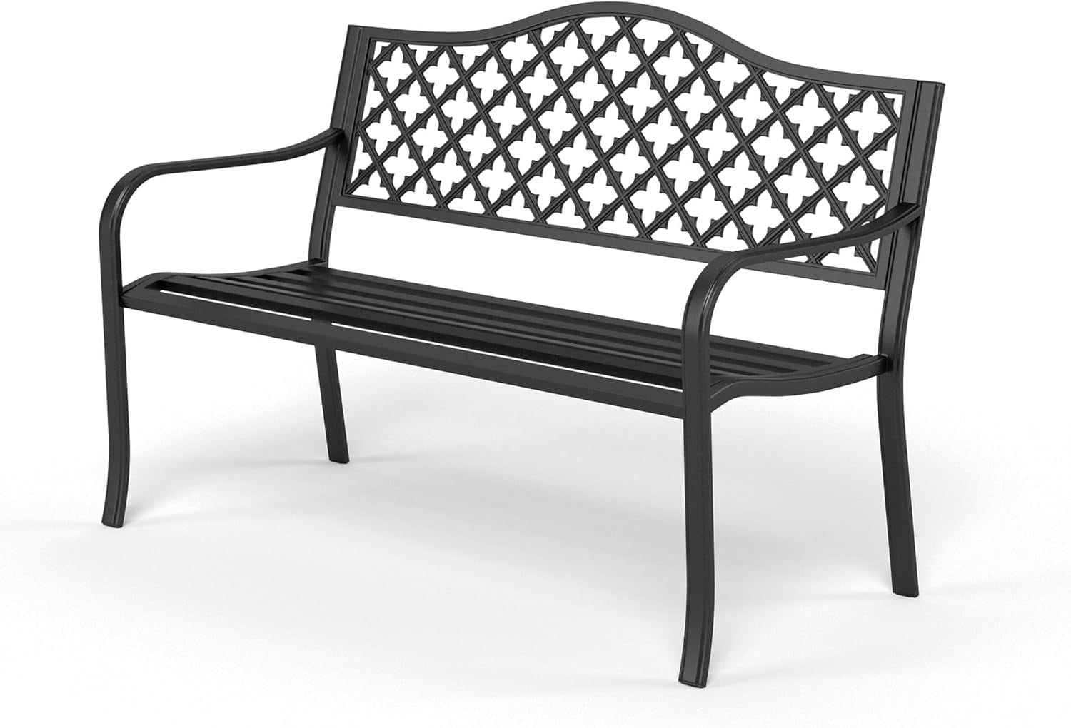 WANSHUN Outdoor Bench, 50 inches Metal Garden Bench, Cast Iron Park ...