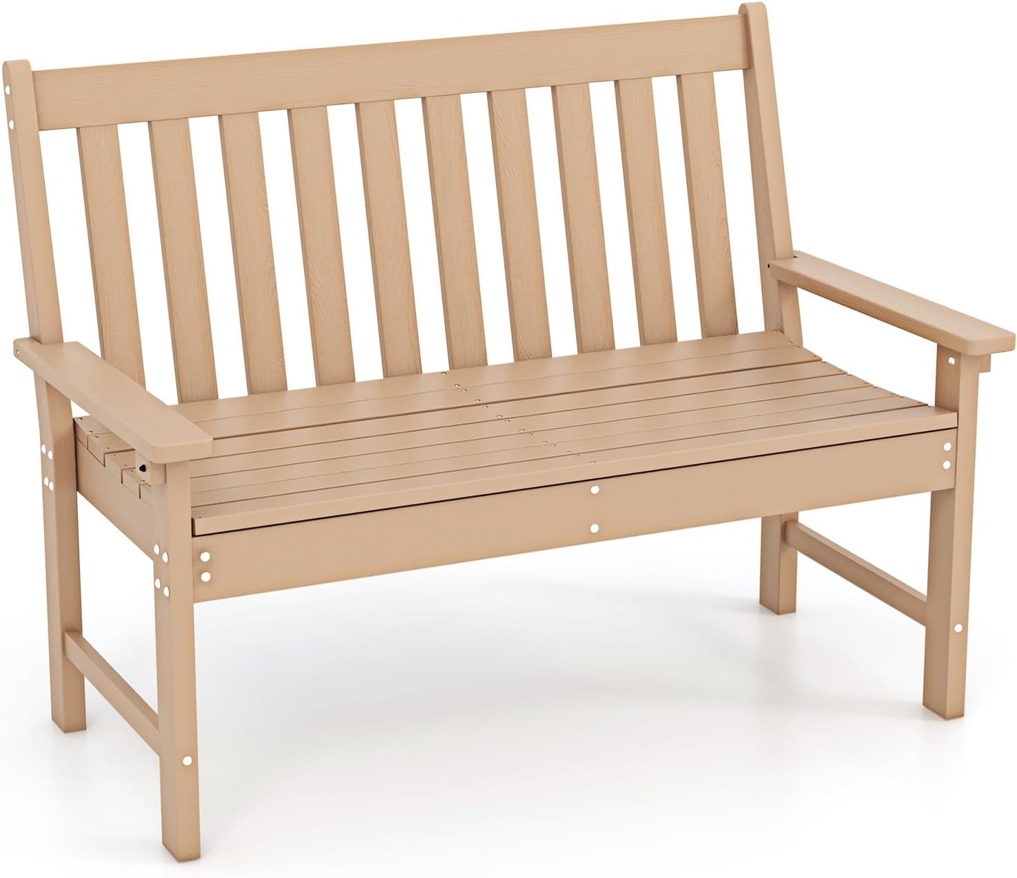 WANSHUN Outdoor Bench, 52-Inch Outside Bench All-Weather Park Bench ...