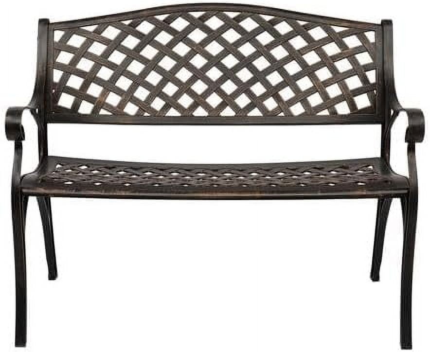 WANSHUN Outdoor Garden Bench, Patio Furniture Cast Aluminum Bench with ...
