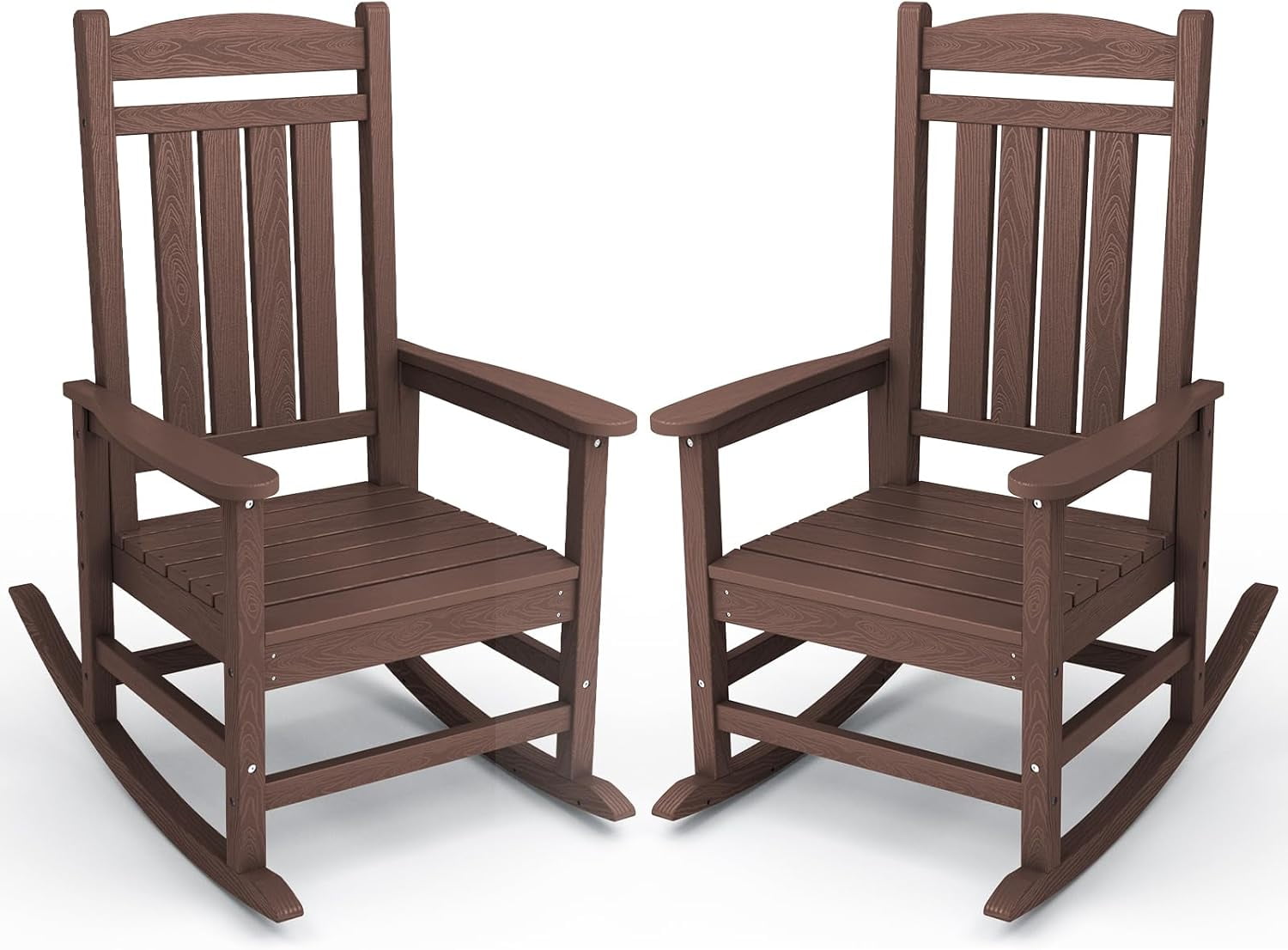 WANSHUN Outdoor Rocking Chair Set of 2, High Density Polyethylene Patio ...