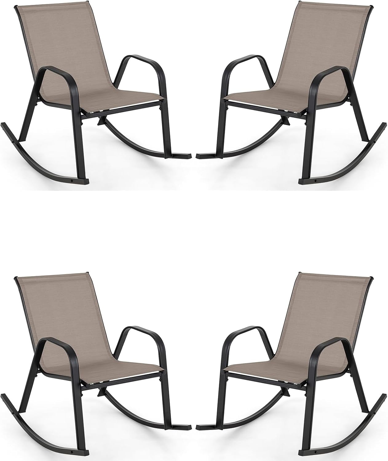 WANSHUN Outdoor Rocking Chairs Set of 2, Patio Rocking Chairs w ...