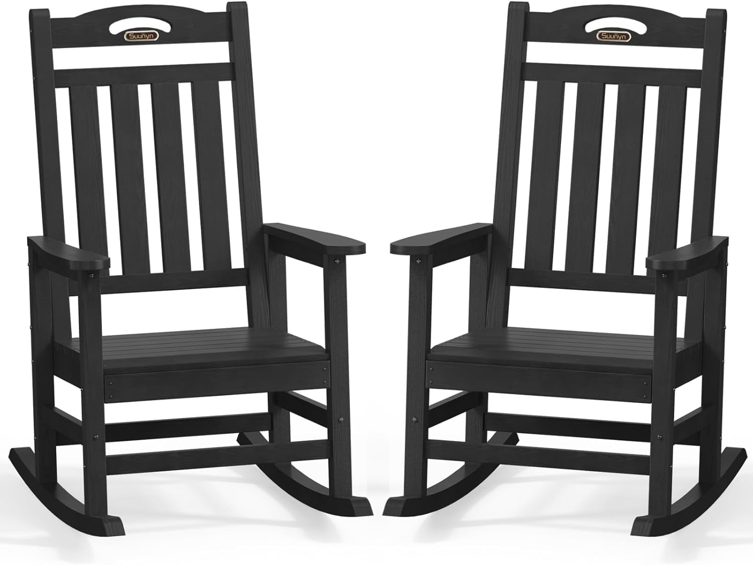 WANSHUN Oversized Outdoor Rocking Chair Set of 2, High Back Porch ...