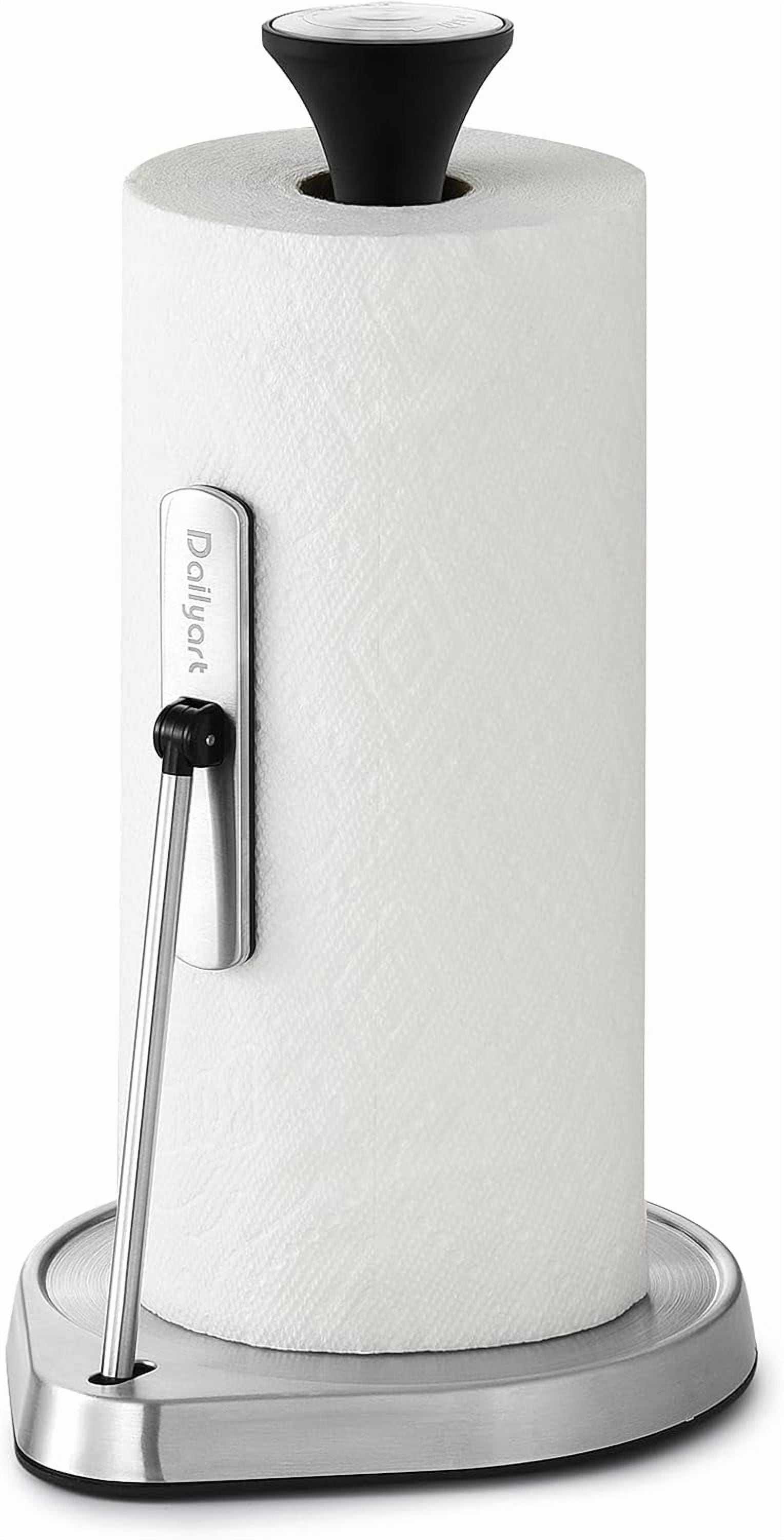 WANSHUN Paper Towel Holder Stand for One Hand Tear with Tension Arm ...