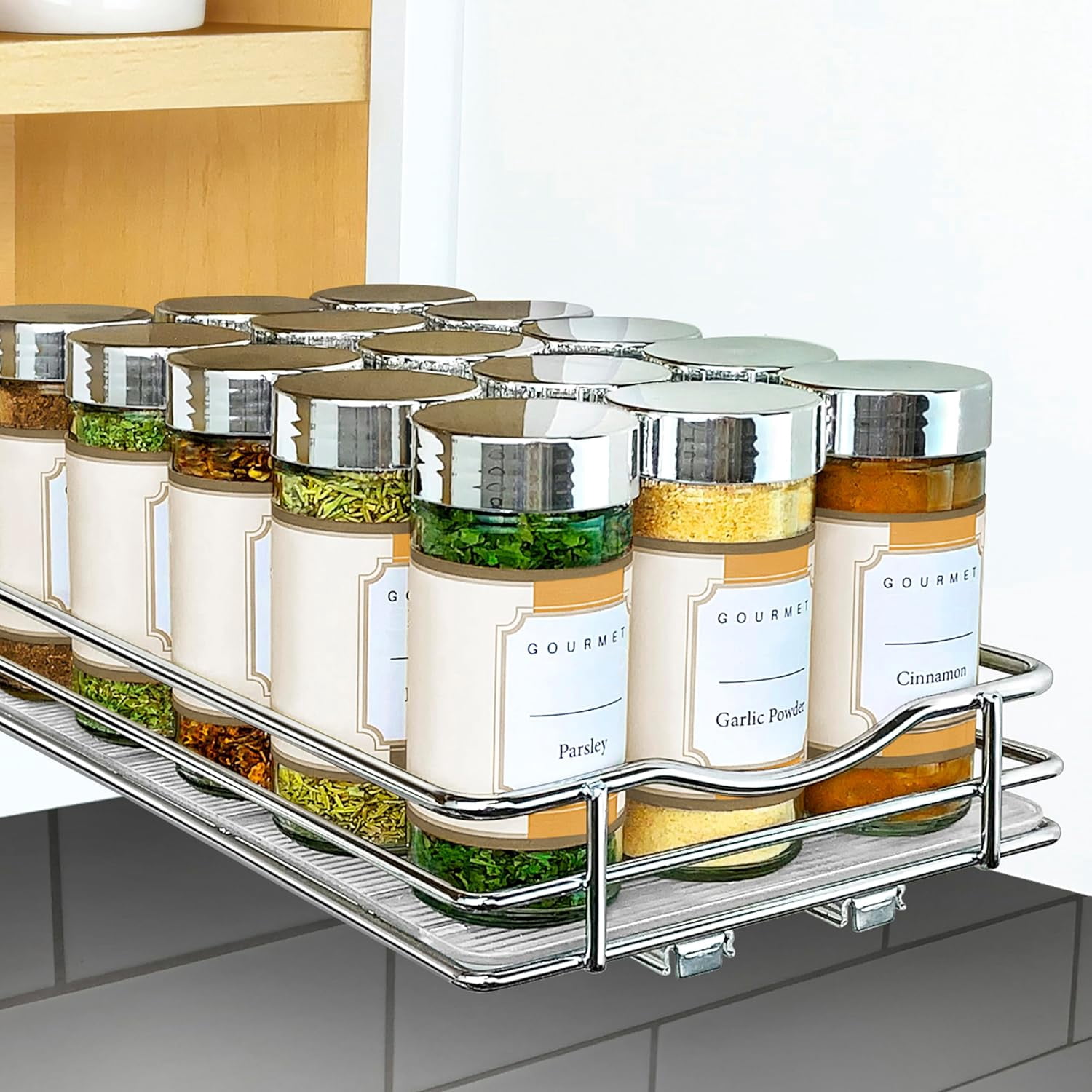 WANSHUN Pull Out Spice Rack Organizer for Inside Kitchen Cabinets - 6-1 ...