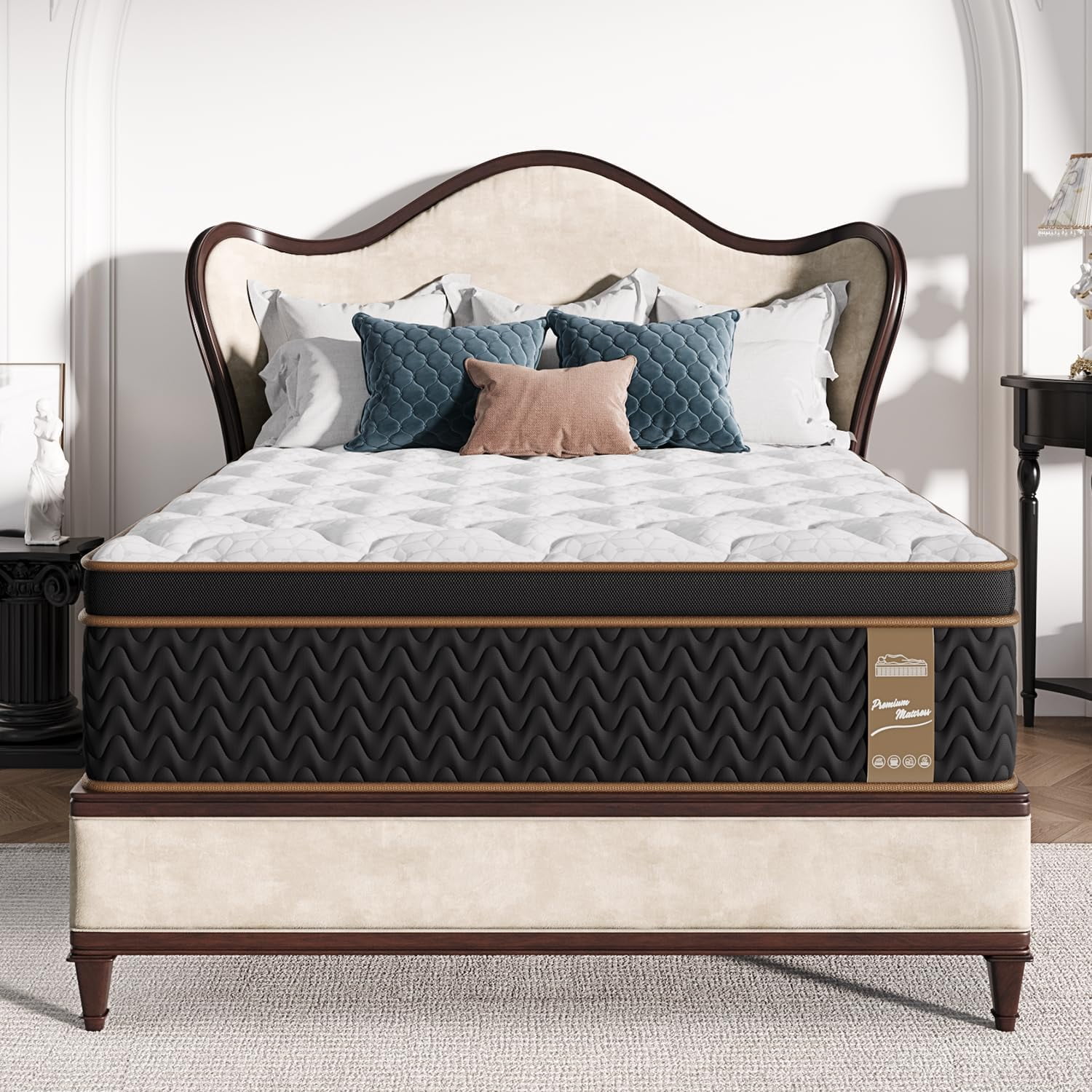 WANSHUN Queen Mattress, 10-Inch Deluxe Hybrid Mattresses, Fiberglass ...