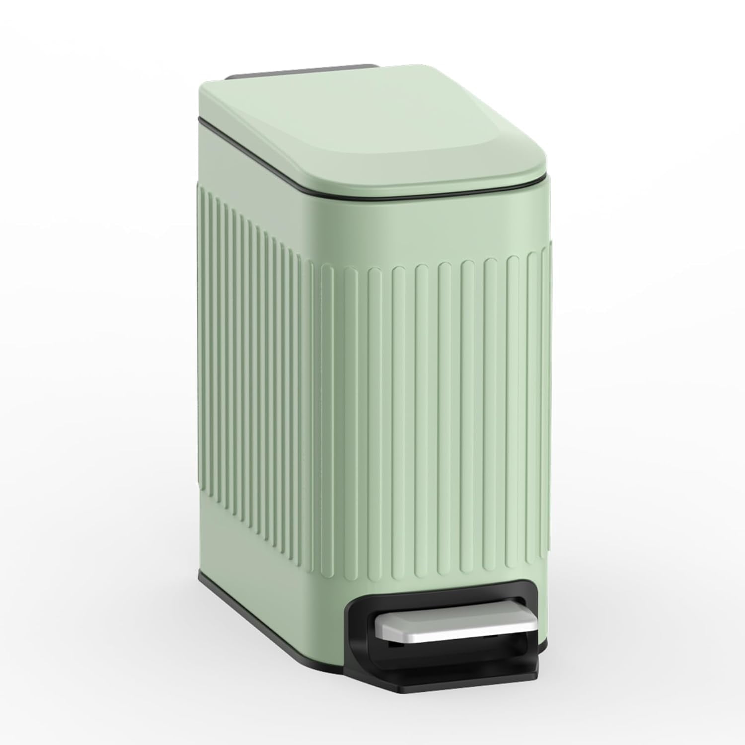 WANSHUN Slim Bathroom Trash Can with Lid Soft Close, 6 Liter/1.6 Gallon ...