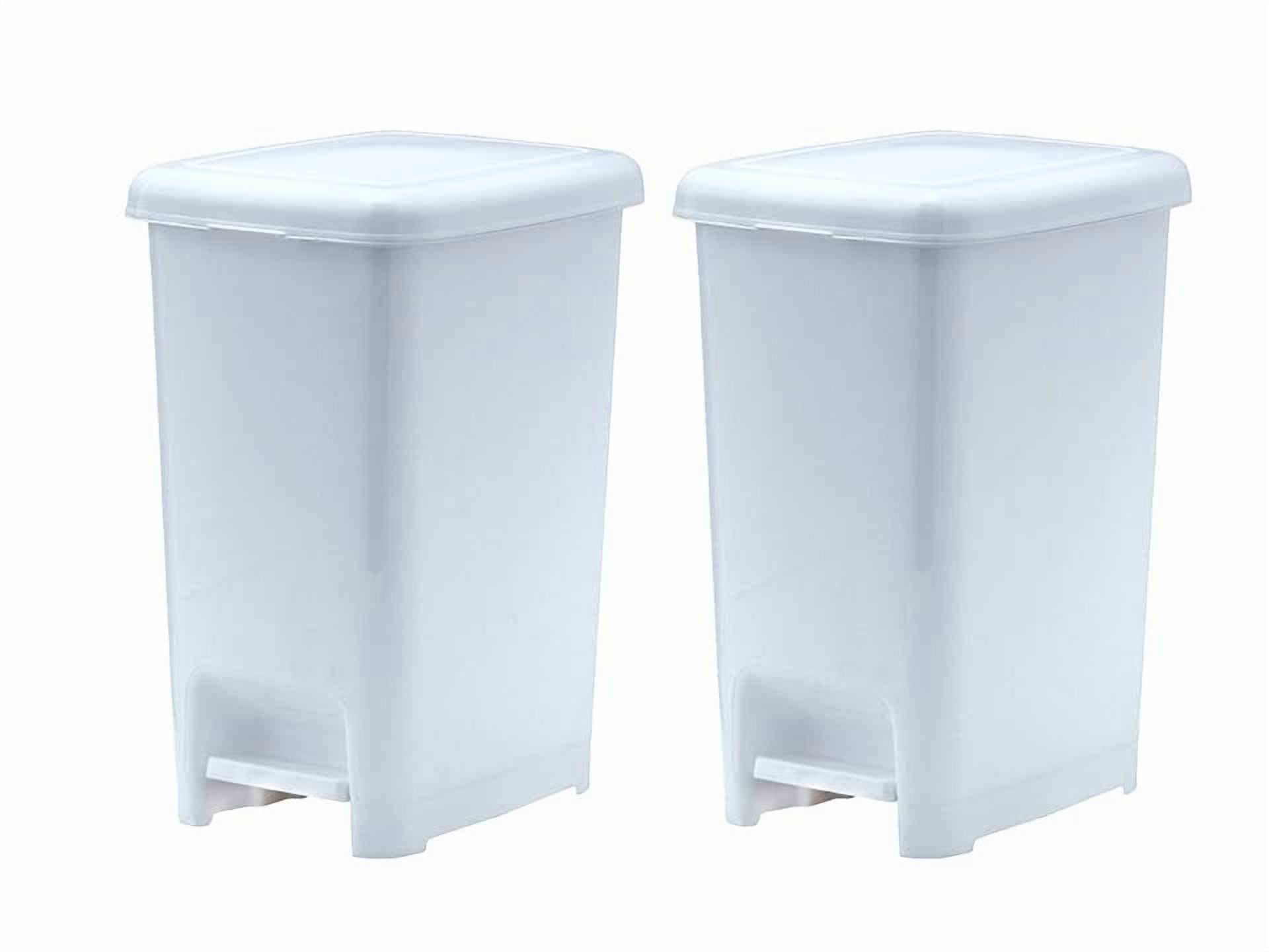 WANSHUN Slim Step-On Trash Can 4 Gallon Plastic Trash Can with Lid ...
